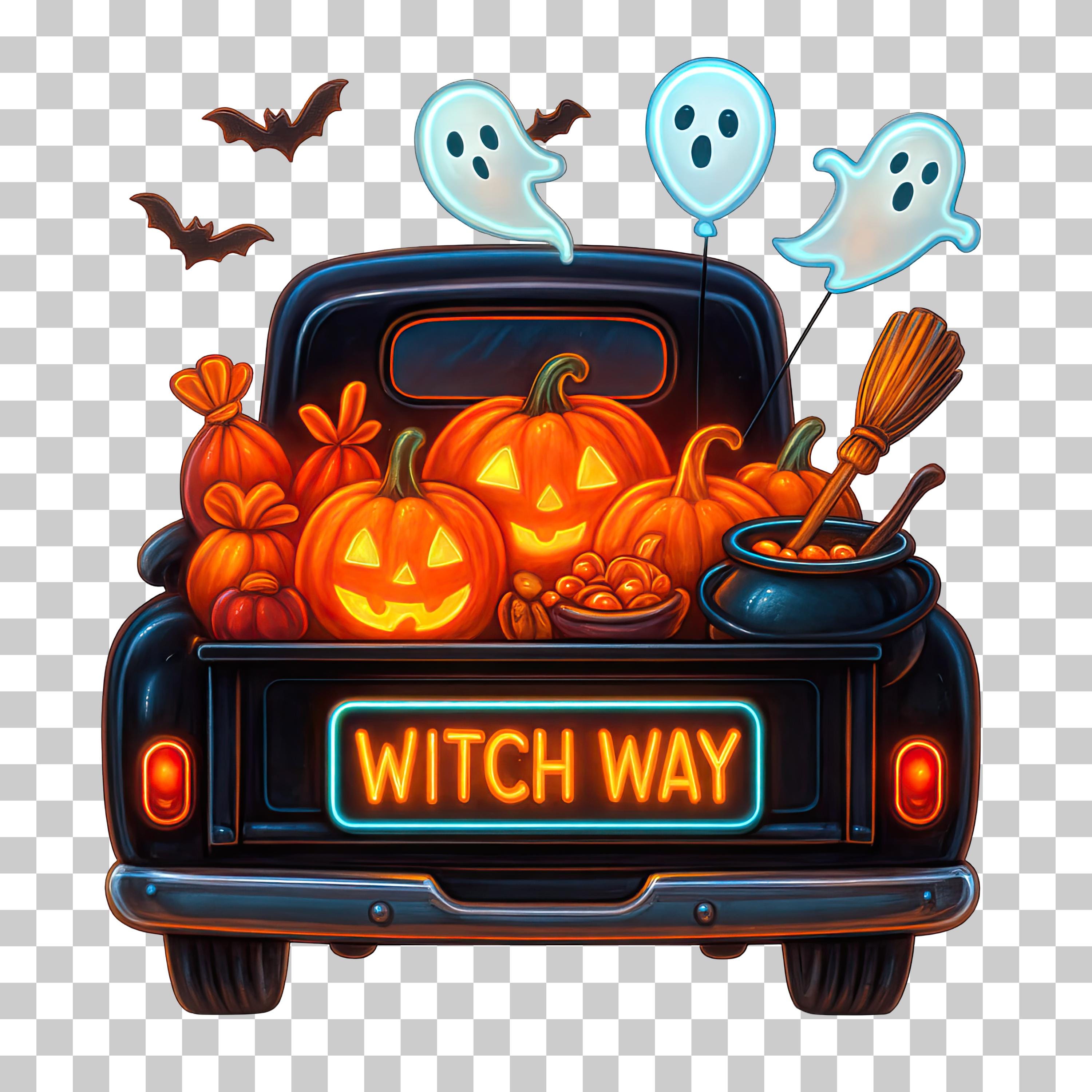 Halloween Truck Clipart PNG Bundle: Vintage Spooky Designs (digital ...