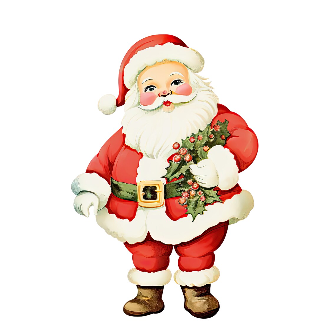 Watercolor Santa Clipart, Santa Clipart, Vintage Christmas Clipart ...