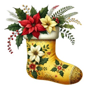 Christmas Stocking Clipart, Watercolor Stockings PNG, Holiday Design ...