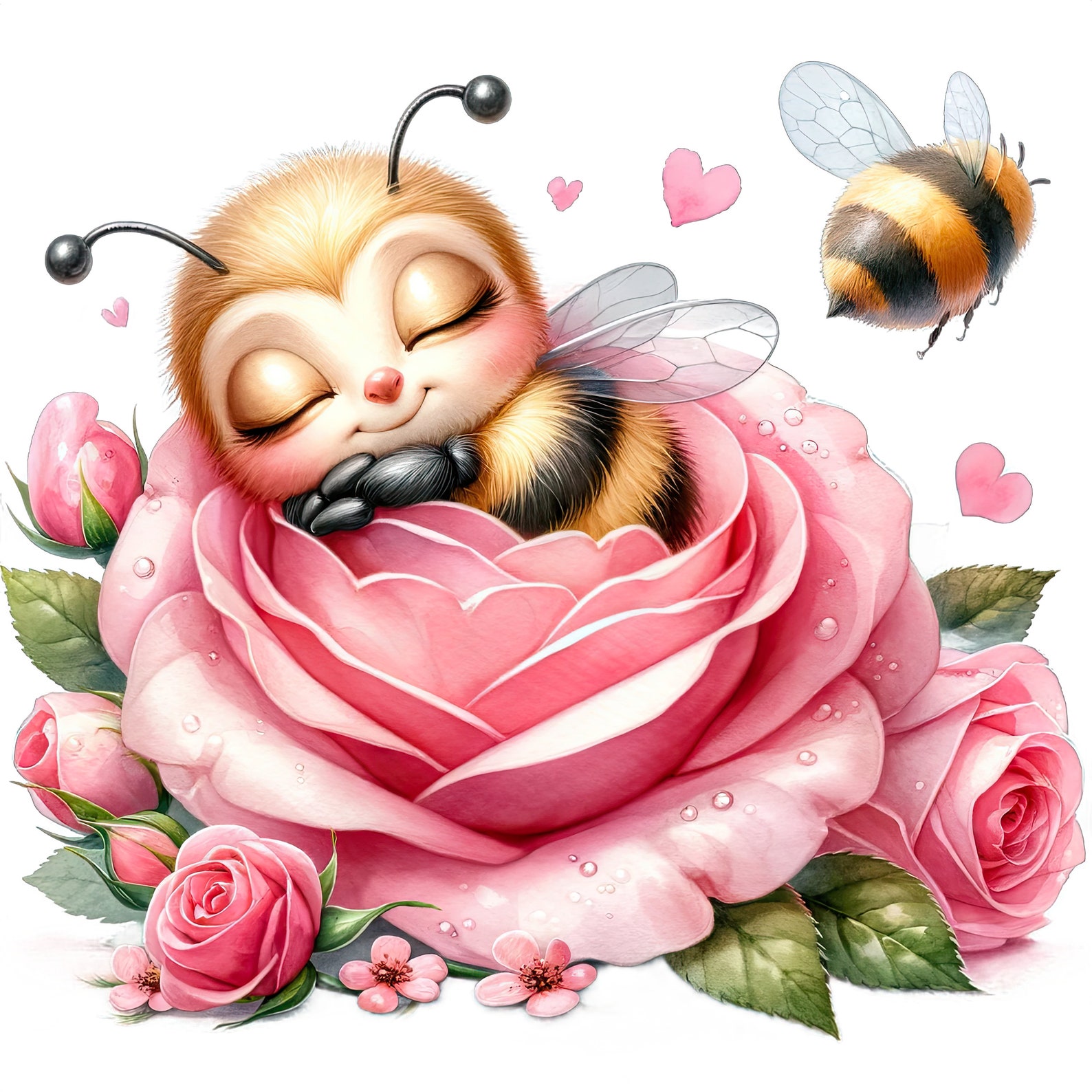 Watercolor Valentine Bee Clipart, Cute Bee Clipart, Baby Bee Png, Cute ...