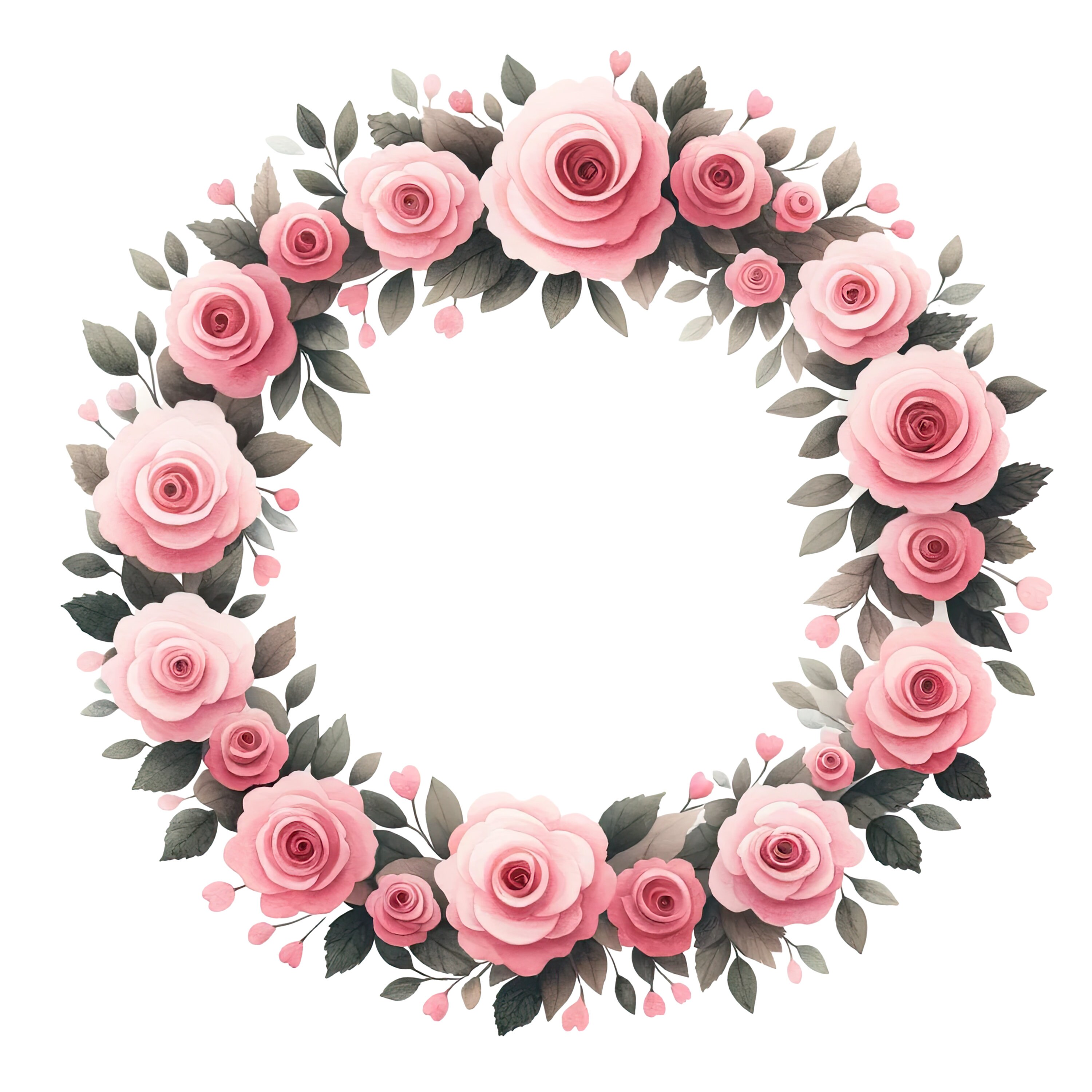 Pink Roses Frame Clipart, Pink Roses Png, Floral Frame Clipart ...