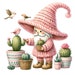 Watercolor Cactus Gnome Clipart, Flowering Cactus Gnome Clipart, Cactus ...