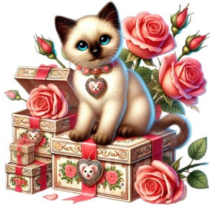 Cute Valentines Kitten Clipart, Kitten PNG, Valentine Png Bundle ...