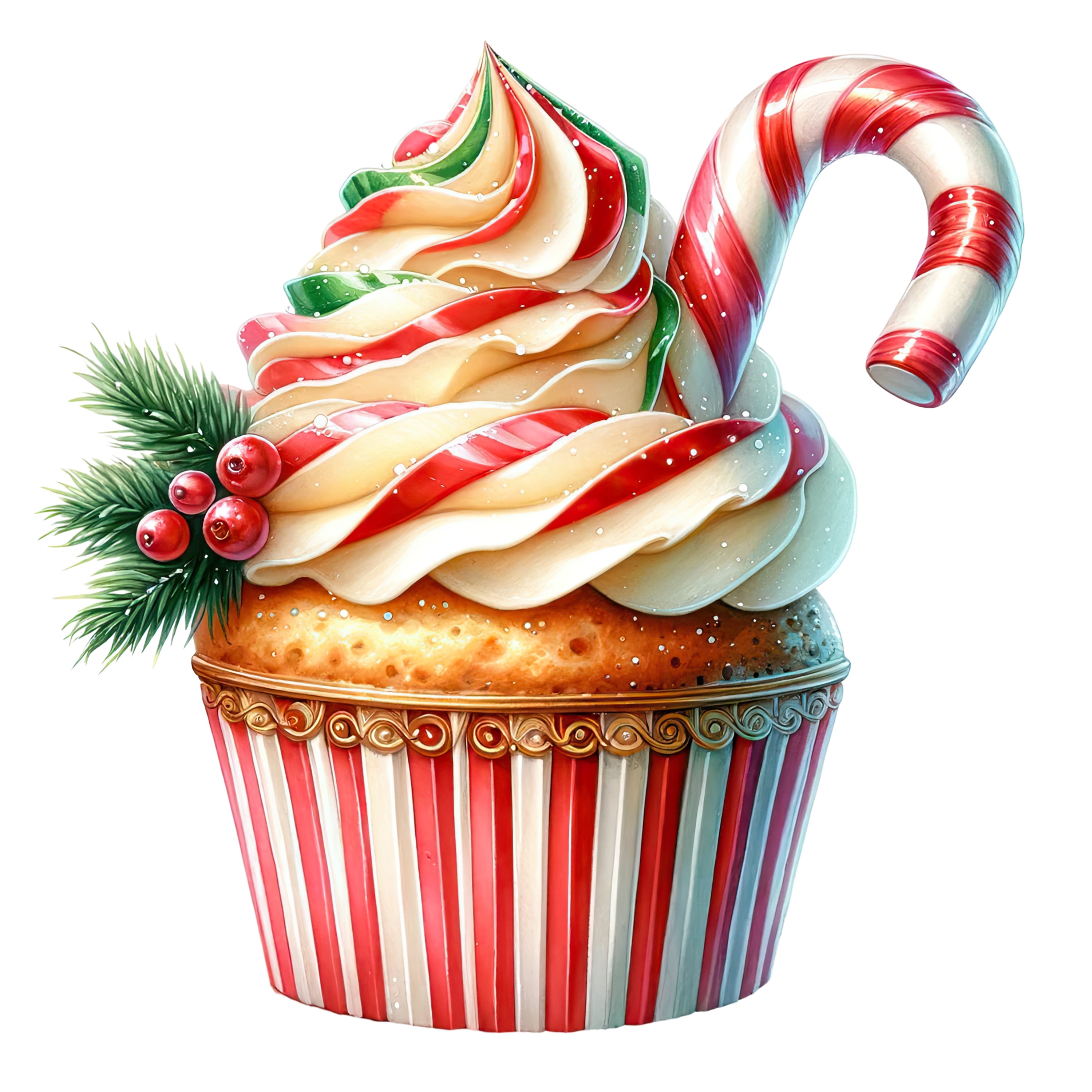 Watercolor Christmas Cupcakes Clipart, Festive Food Clipart, Christmas ...