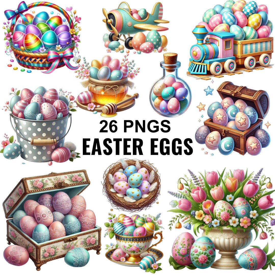 Easter Eggs Clipart Bundle,easter Egg Png,easter Clipart,easter ...
