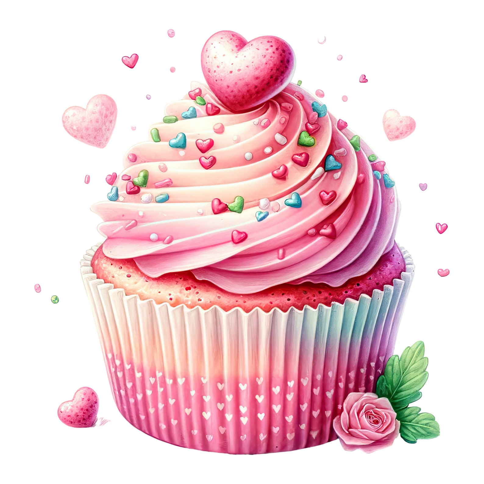 Watercolor Valentines Cupcakes Clipart, Valentine Cupcake Clipart ...