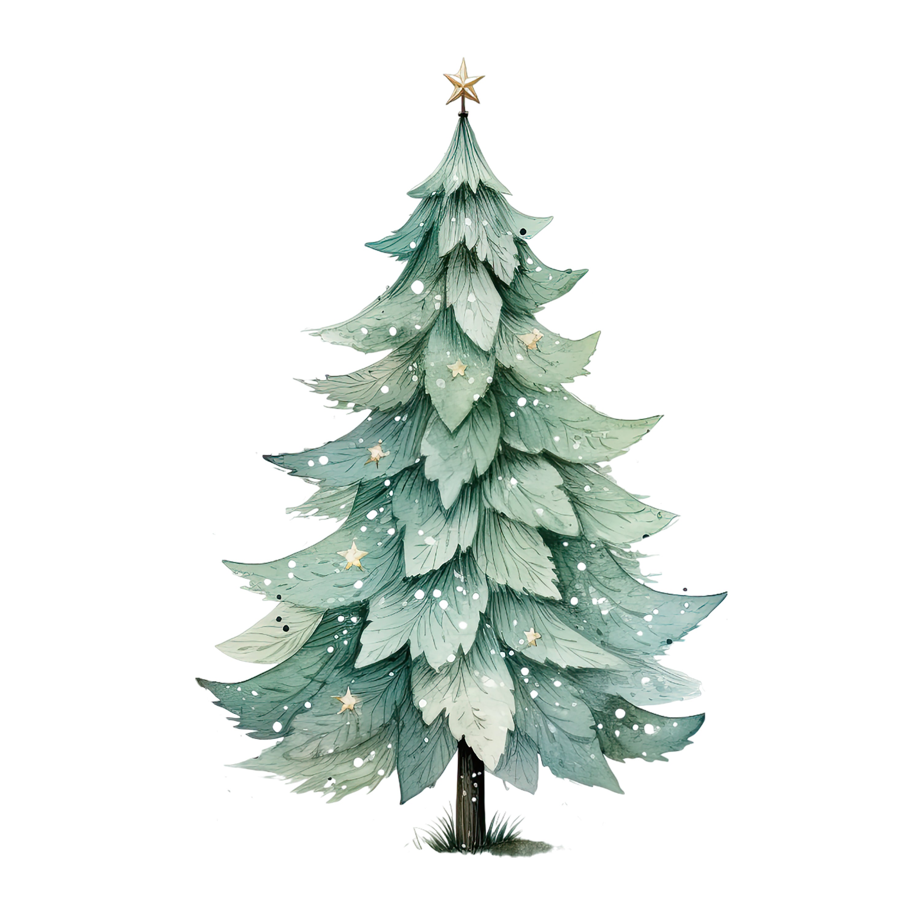 Watercolor Christmas Trees Clipart, Christmas Tree Clipart, PNG ...