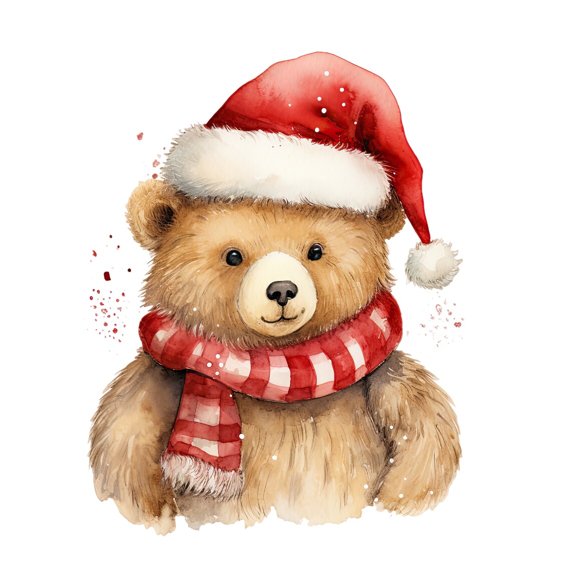 Watercolor Christmas Teddy Bear Clipart Christmas Teddy Bear - Etsy