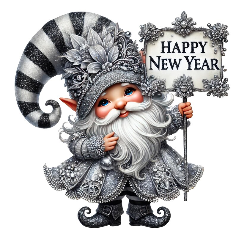 Happy New Year Gnome Clipart: Festive PNG Bundle (digital Download) - Etsy