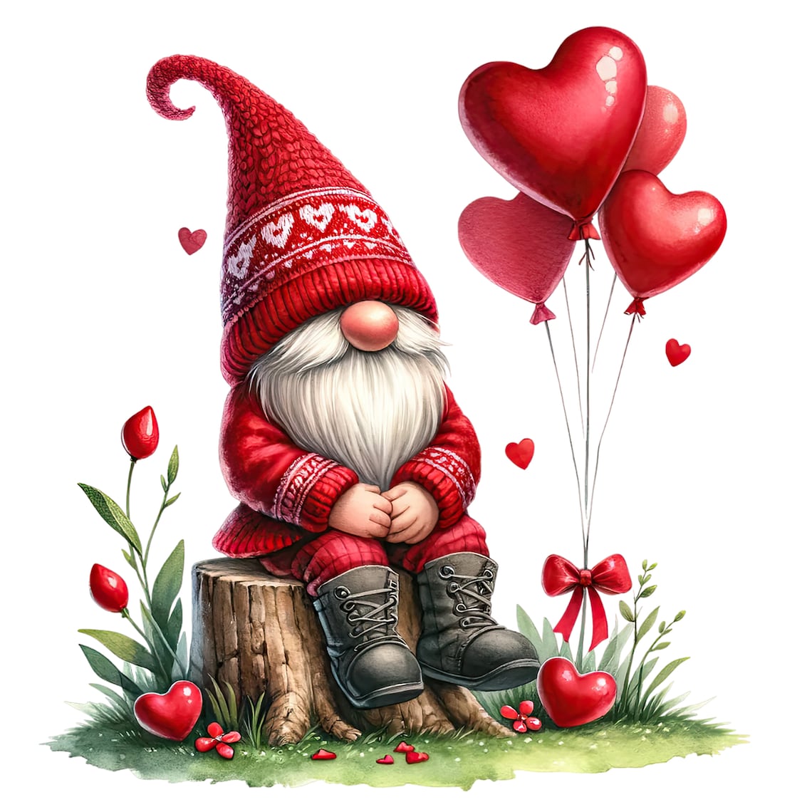 Watercolor Valentines Gnomes Clipart, Valentine Gnome Clipart, Gnome ...