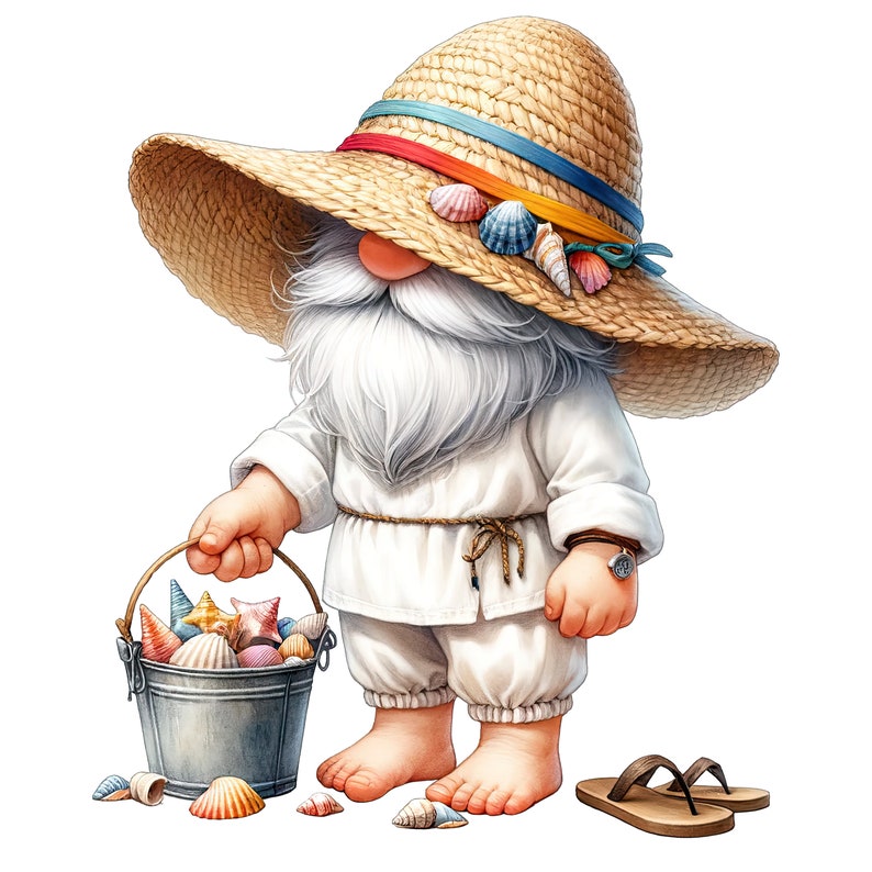 Watercolor Beach Gnome Clipart, Gnome Summer Beach, Cute Gnomes Png ...