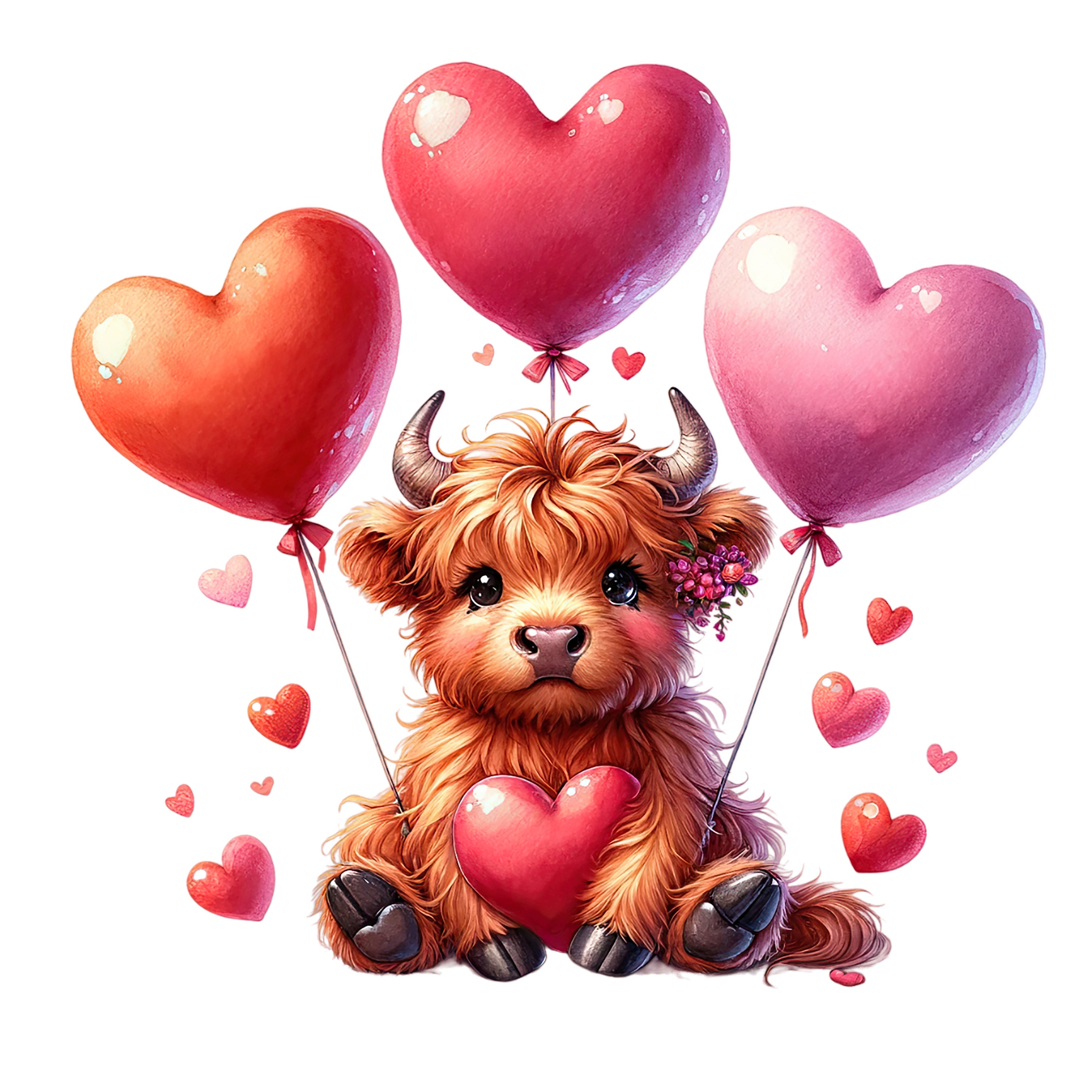 Valentines Highland Cow Clipart, Highland Cow Png,valentines Day ...
