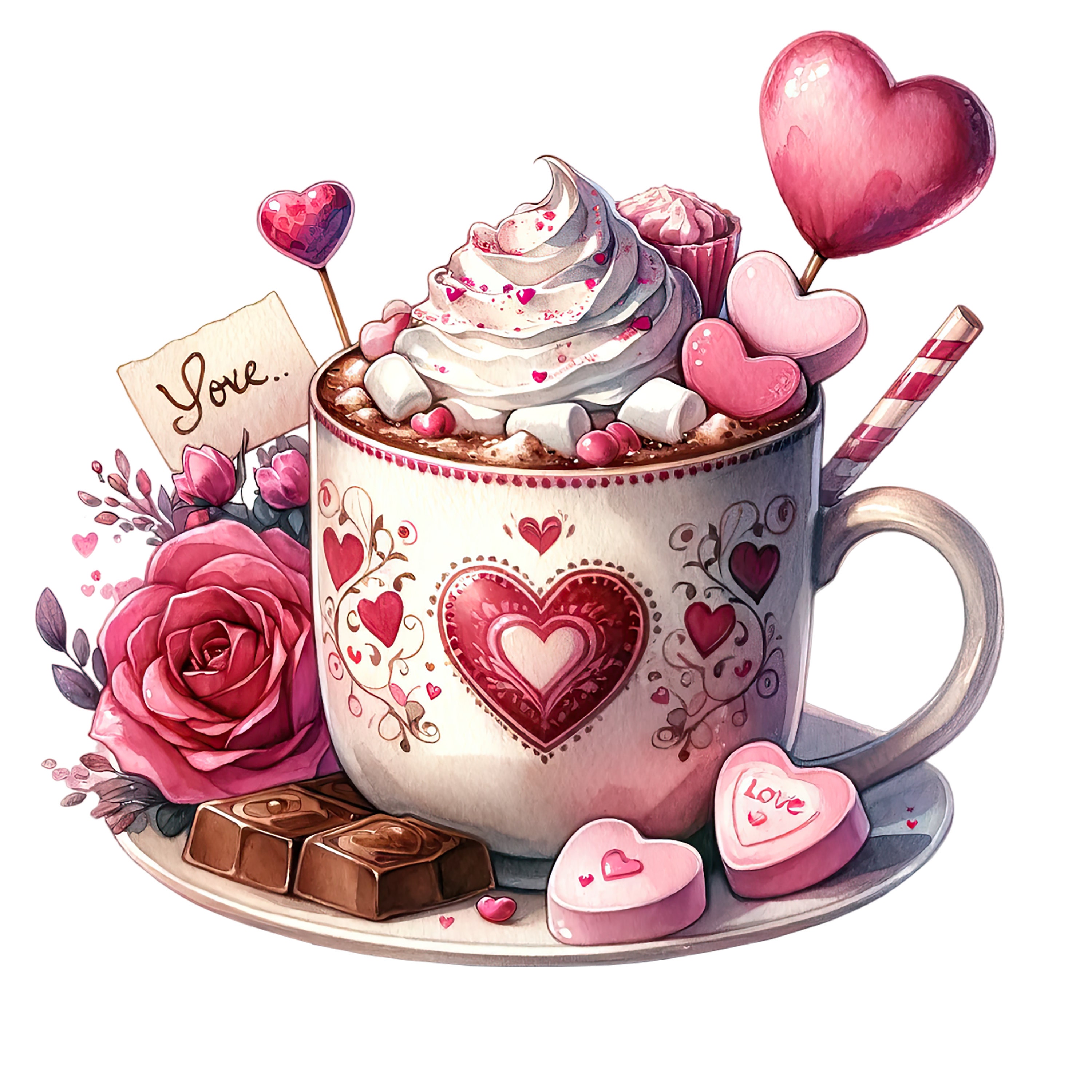 Love Hot Chocolate Clipart, Drink Sublimation, Hot Cocoa Clipart ...