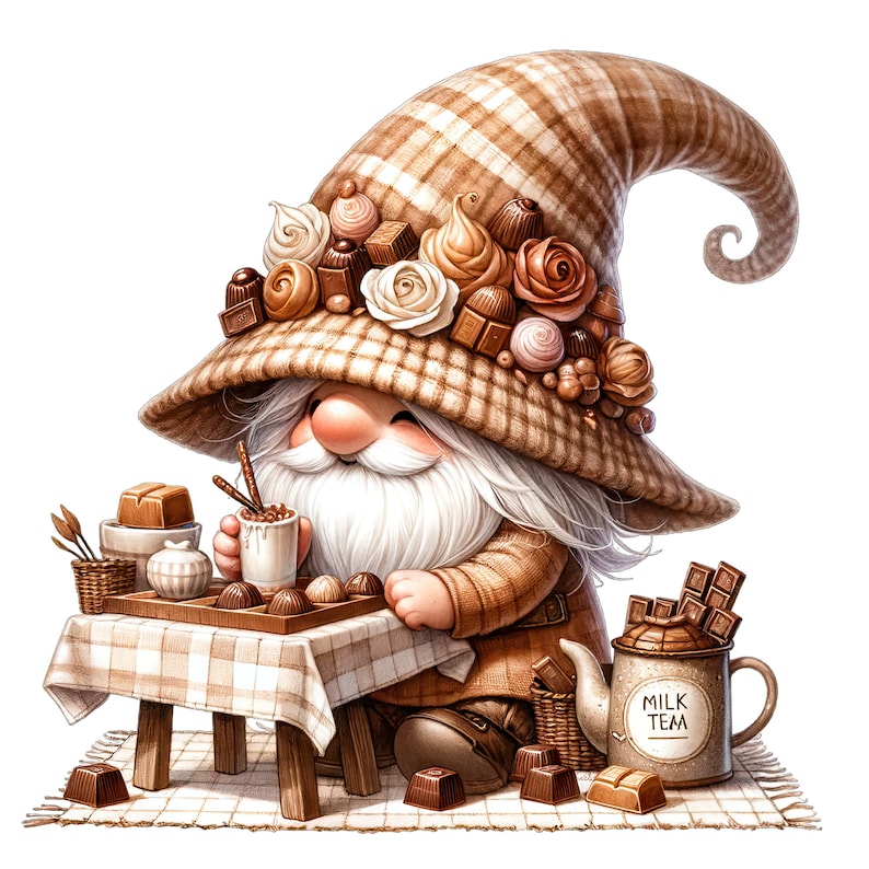Watercolor Chocolate Gnome Clipart, Cute Gnomes Png, Chocolate Gnome ...