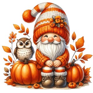 Fall Gnome Clipart: Autumn Pumpkin PNG (digital Download) - Etsy