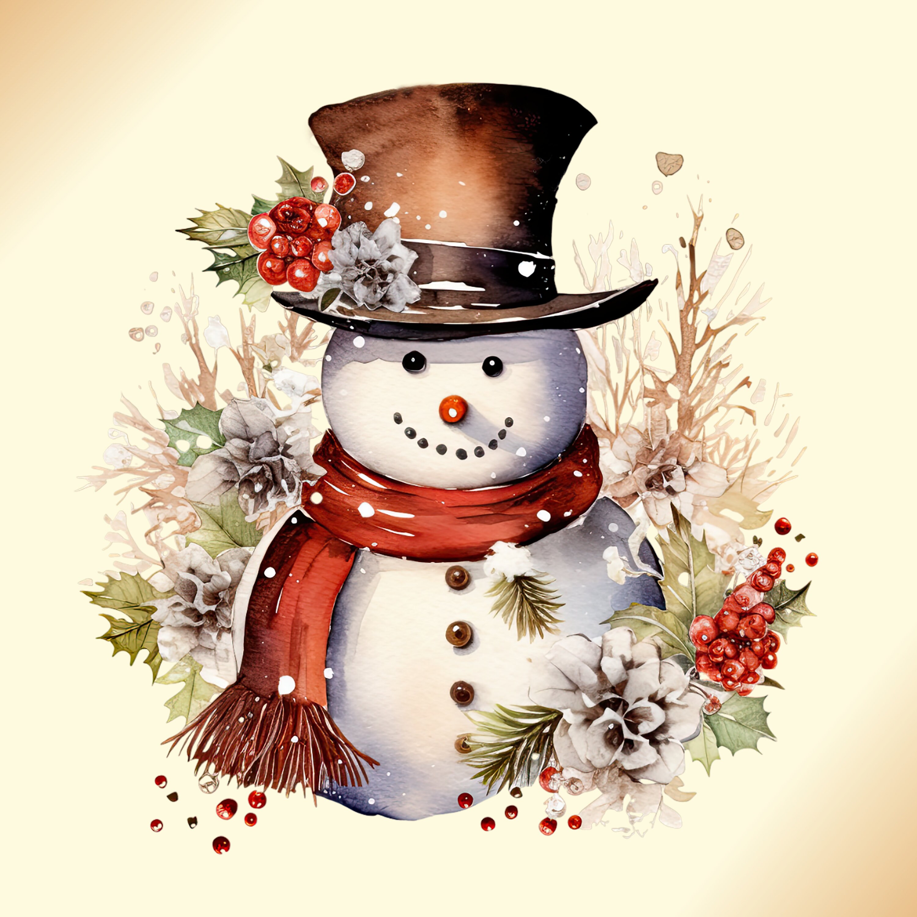 Watercolor Snowman Clipart, Christmas Snowman Clipart, Winter Holidays ...
