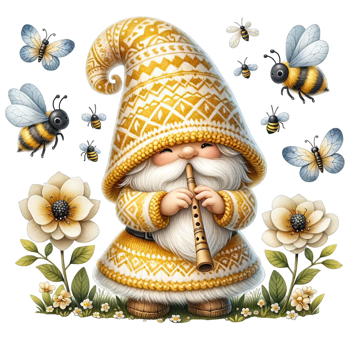 Watercolor Bee Gnome Clipart, Spring Gnome Png, Bee Clipart, Bee Gnome ...