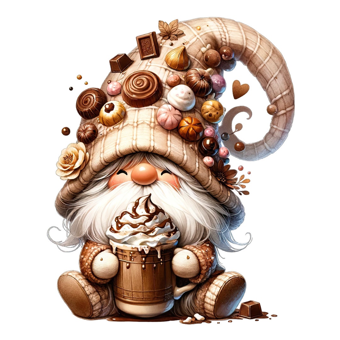 Watercolor Chocolate Gnome Clipart, Cute Gnomes Png, Chocolate Gnome ...