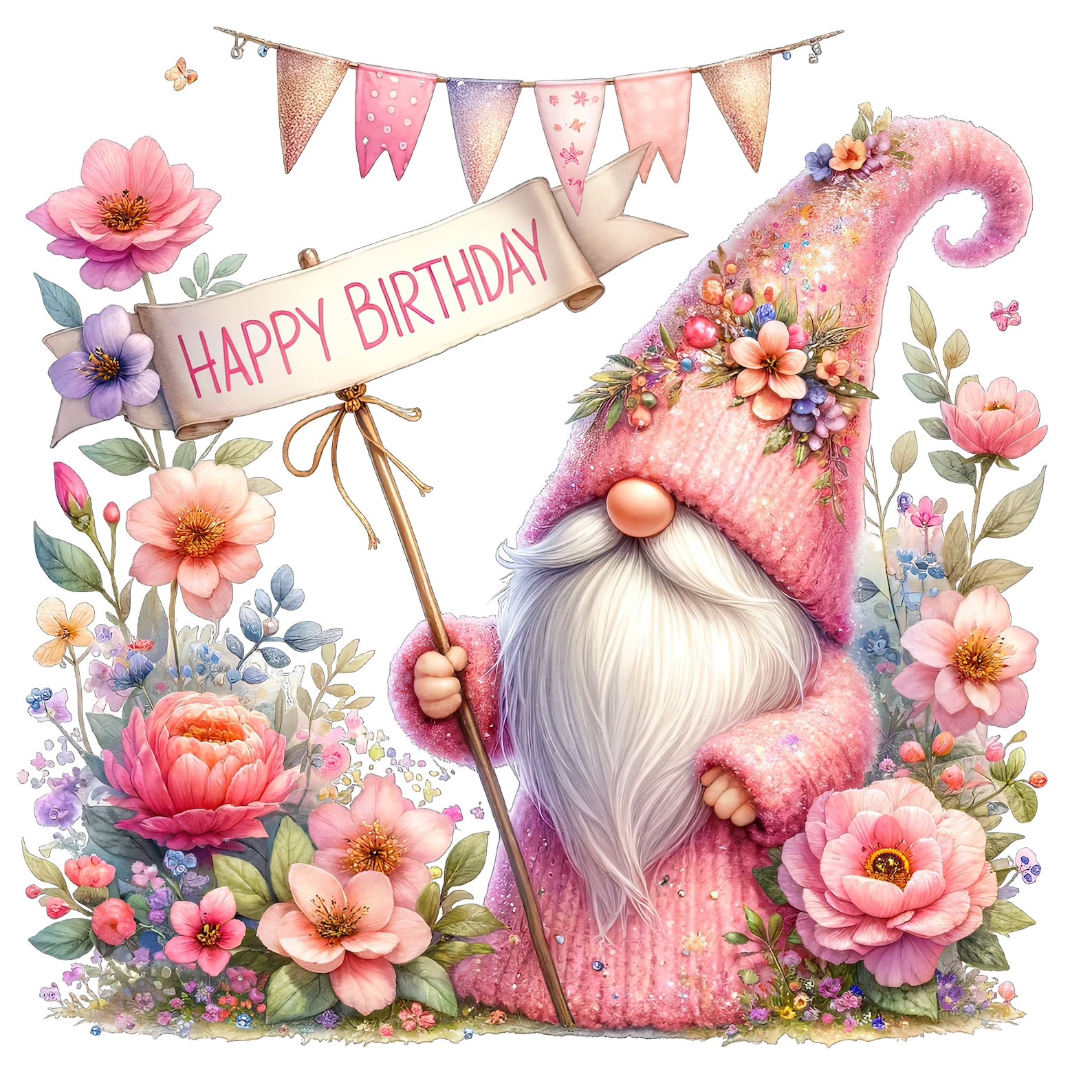Happy Birthday Gnome Clipart, Birthday Gnome, Gnome Sublimation ...