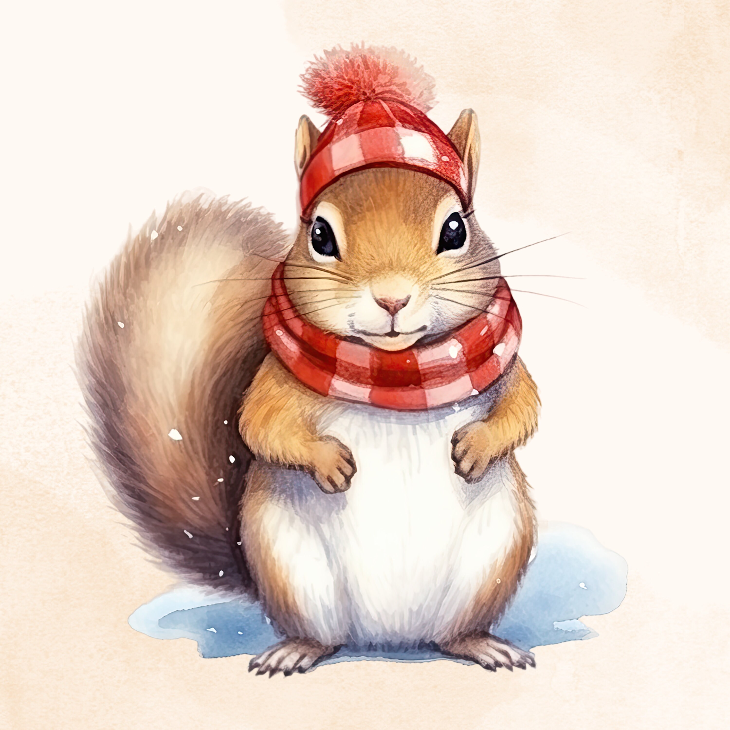 Christmas Squirrels Watercolor Clipart, Squirrel PNG, Christmas Animals ...