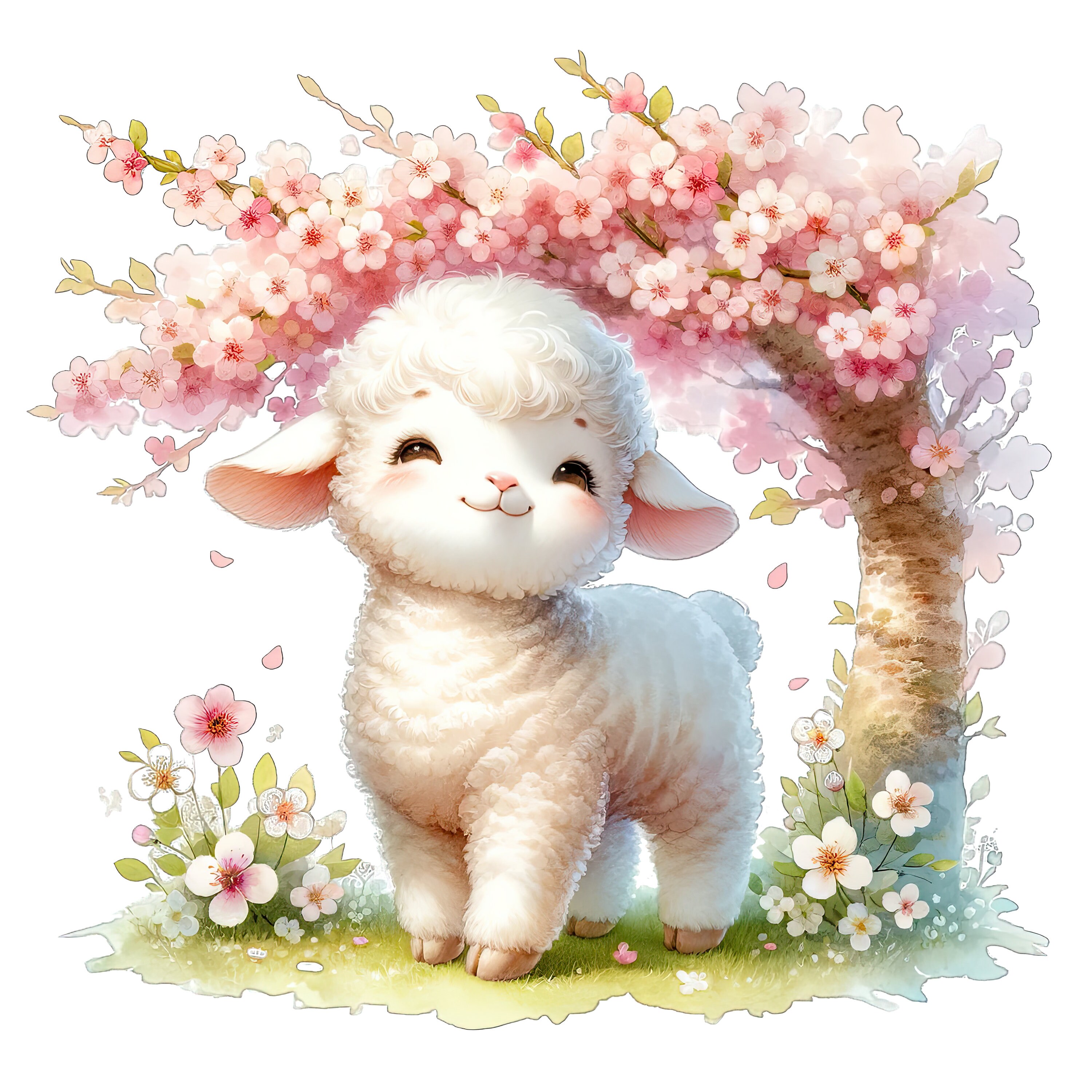 Watercolor Spring Lamb Clipart, Easter Lamb Png Graphics, Cute Lamb ...
