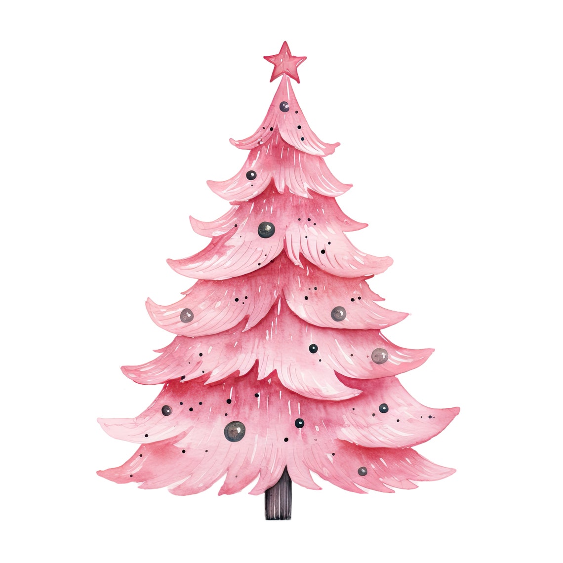 Watercolor Pink Christmas Tree Clipart, Pink Christmas Tree Png, Pastel ...