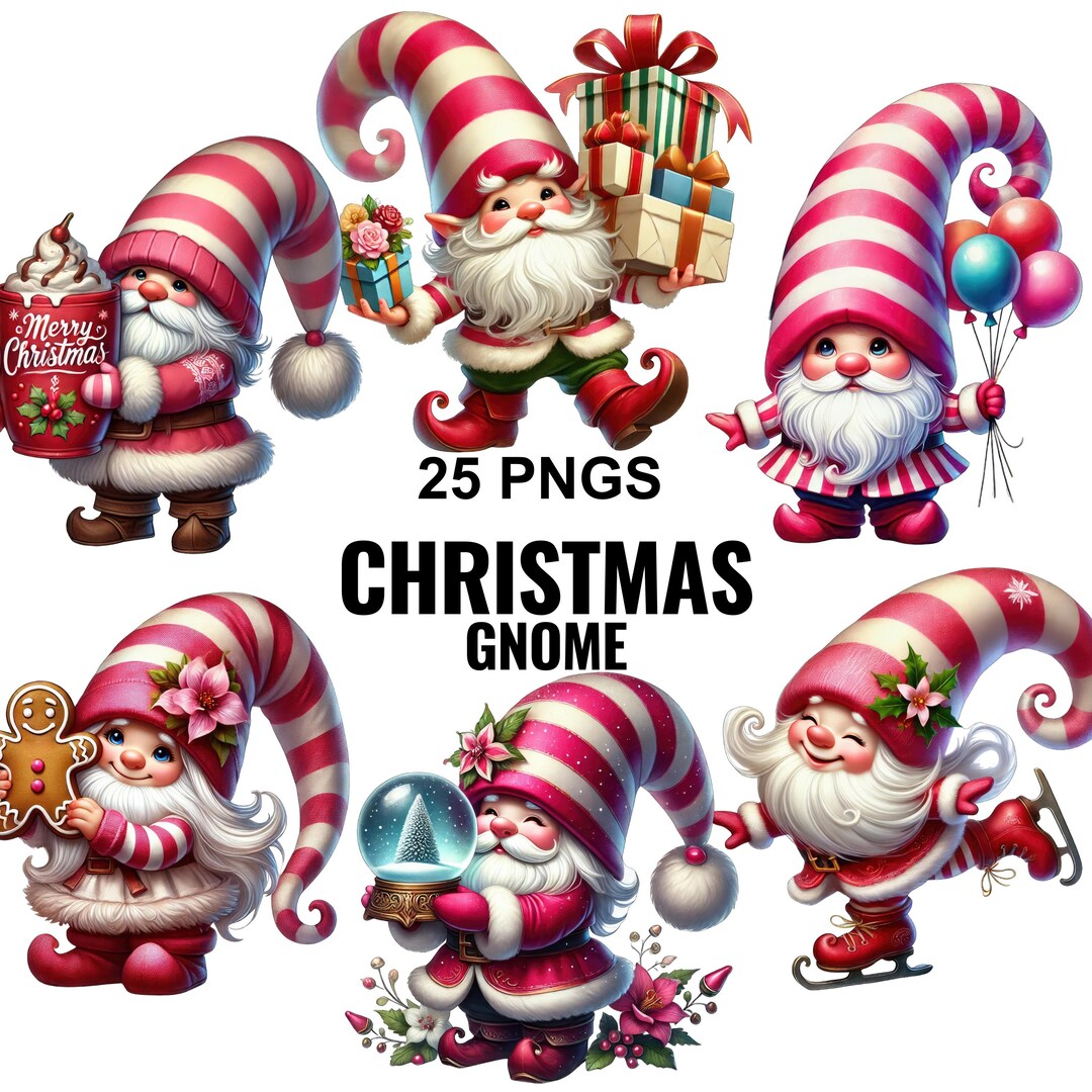 Christmas Gnome Clipart Bundle, Winter Gnome Png, Christmas Clipart ...