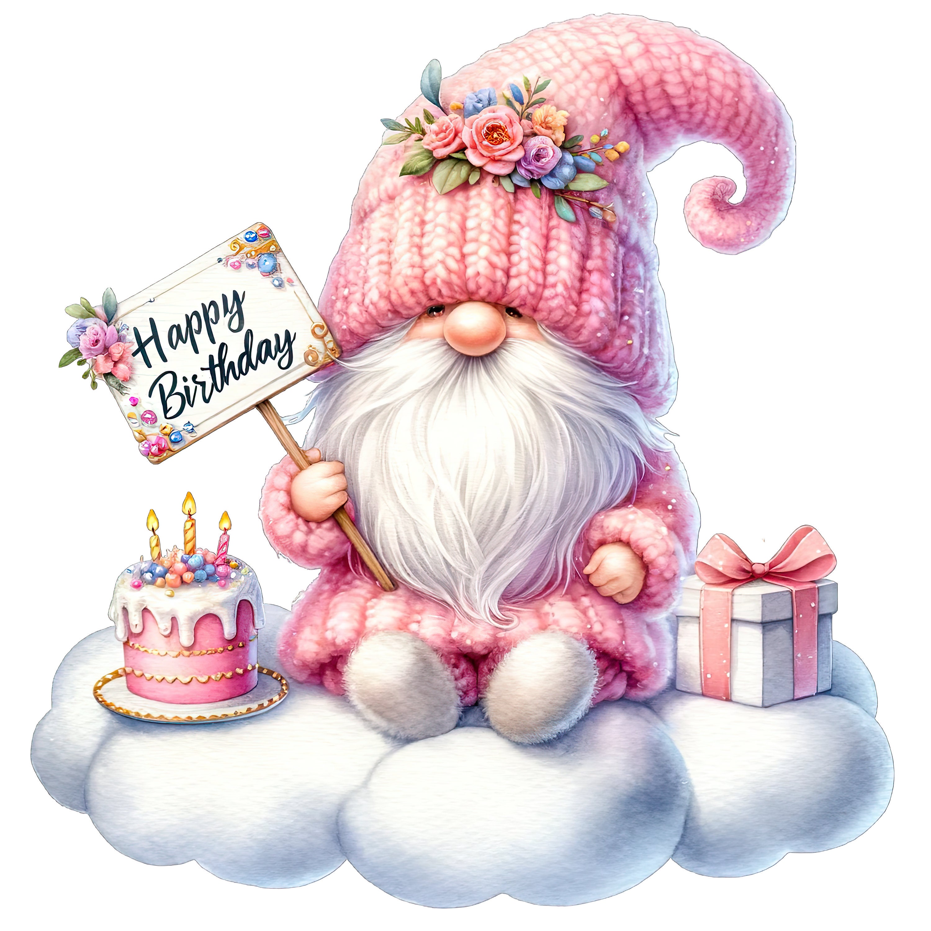 Happy Birthday Gnome Clipart, Birthday Gnome, Gnome Sublimation ...