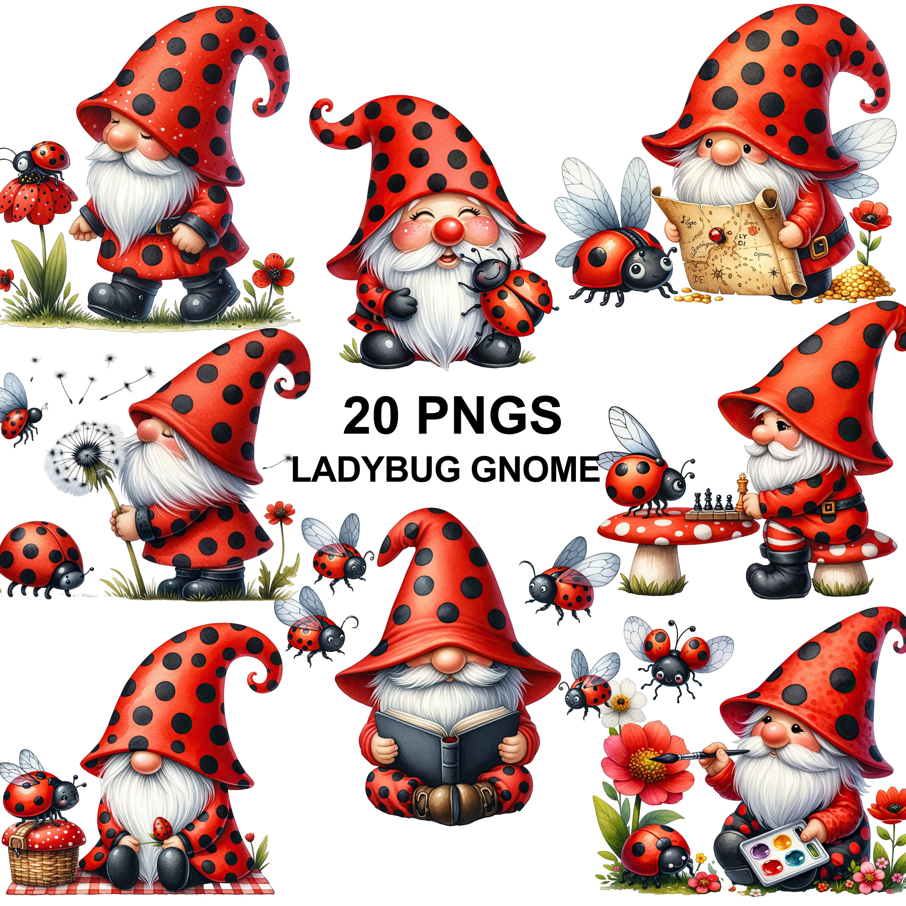 Ladybug Gnome Clipart, Spring Gnome Png, Cute Ladybug PNG, Ladybug ...