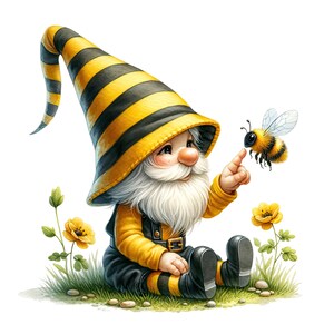 Honey Bee Gnome Clipart Bundle: Sunflower Summer PNG (digital Download ...
