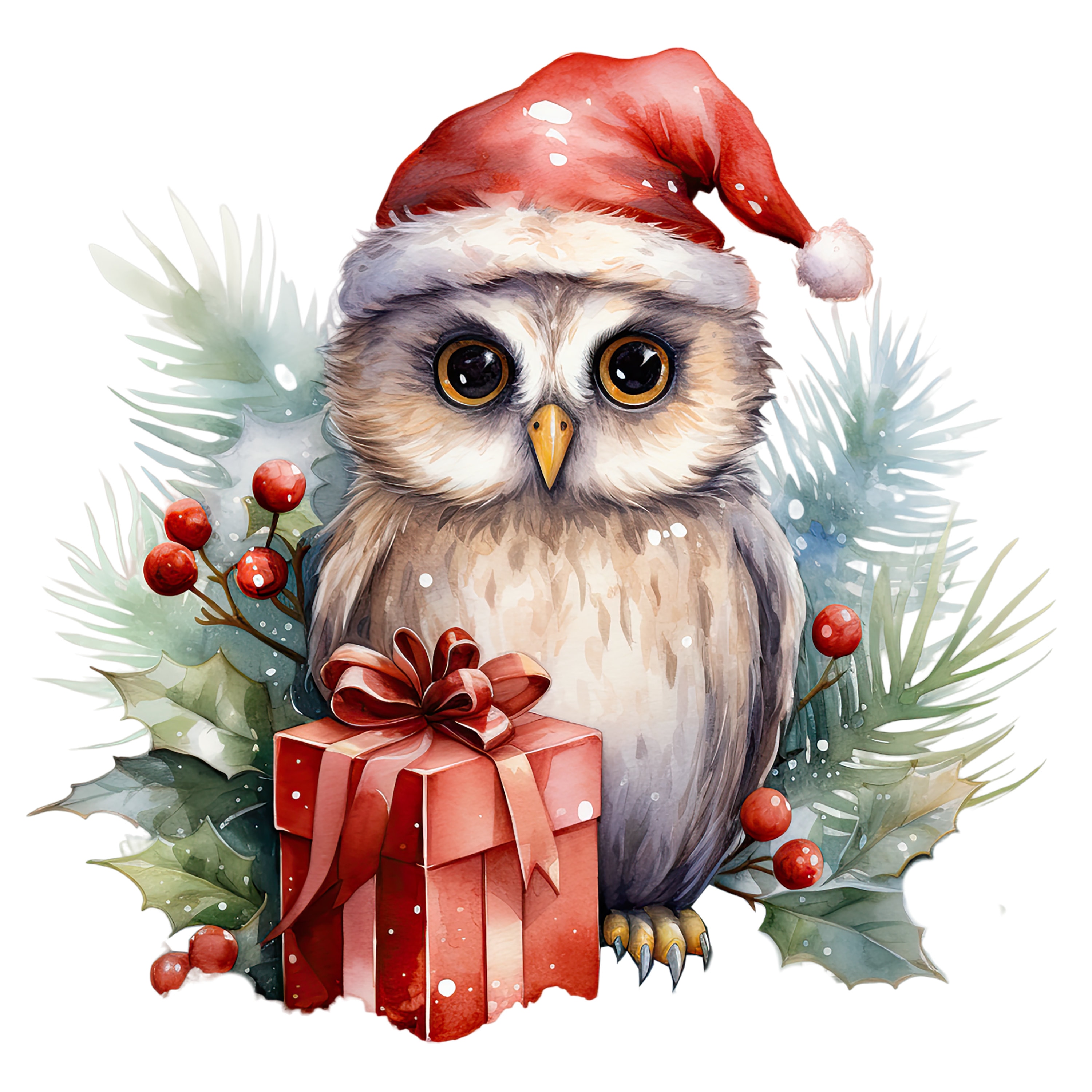 Watercolor Christmas Owl Clipart Christmas Owl Clipart Owl - Etsy