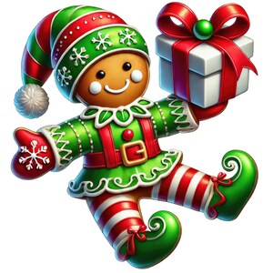 Christmas Gingerbread Man Clipart: Festive Cookie Graphics (PNG Digital ...