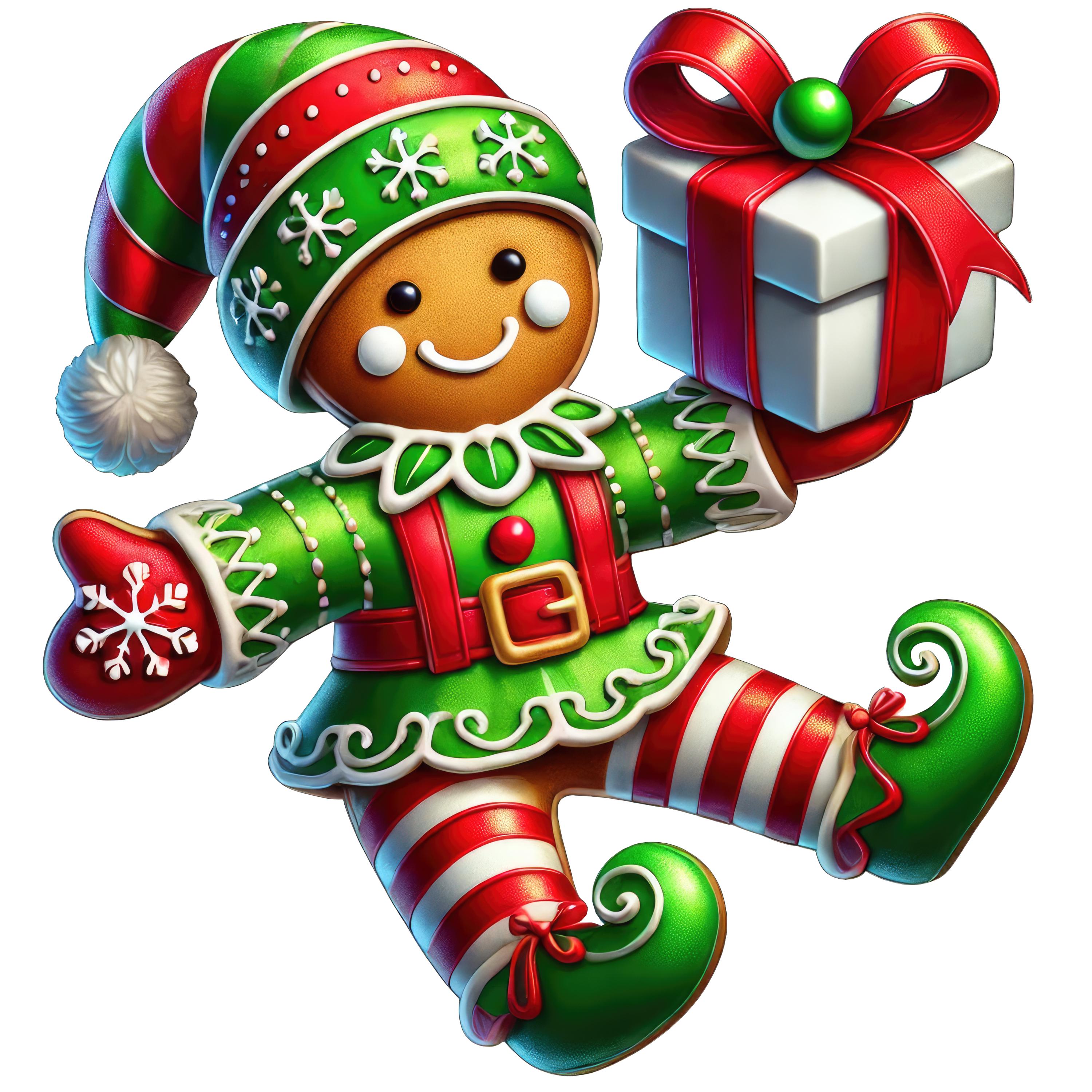 Christmas Gingerbread Man Clipart: Festive Cookie Graphics (PNG Digital ...