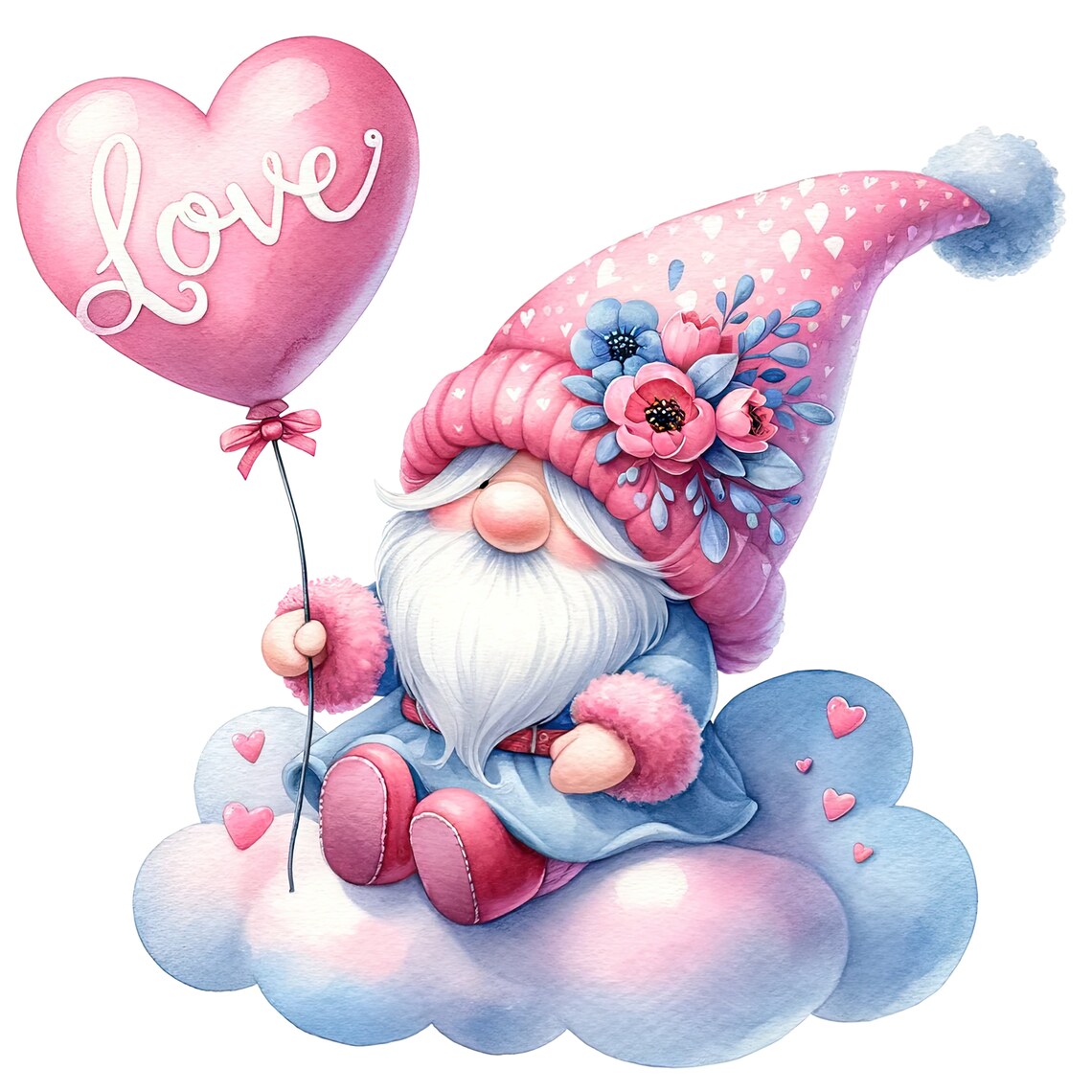 Valentines Pastel Gnome Clipart, Gnome Sublimation, Valentines Graphics ...