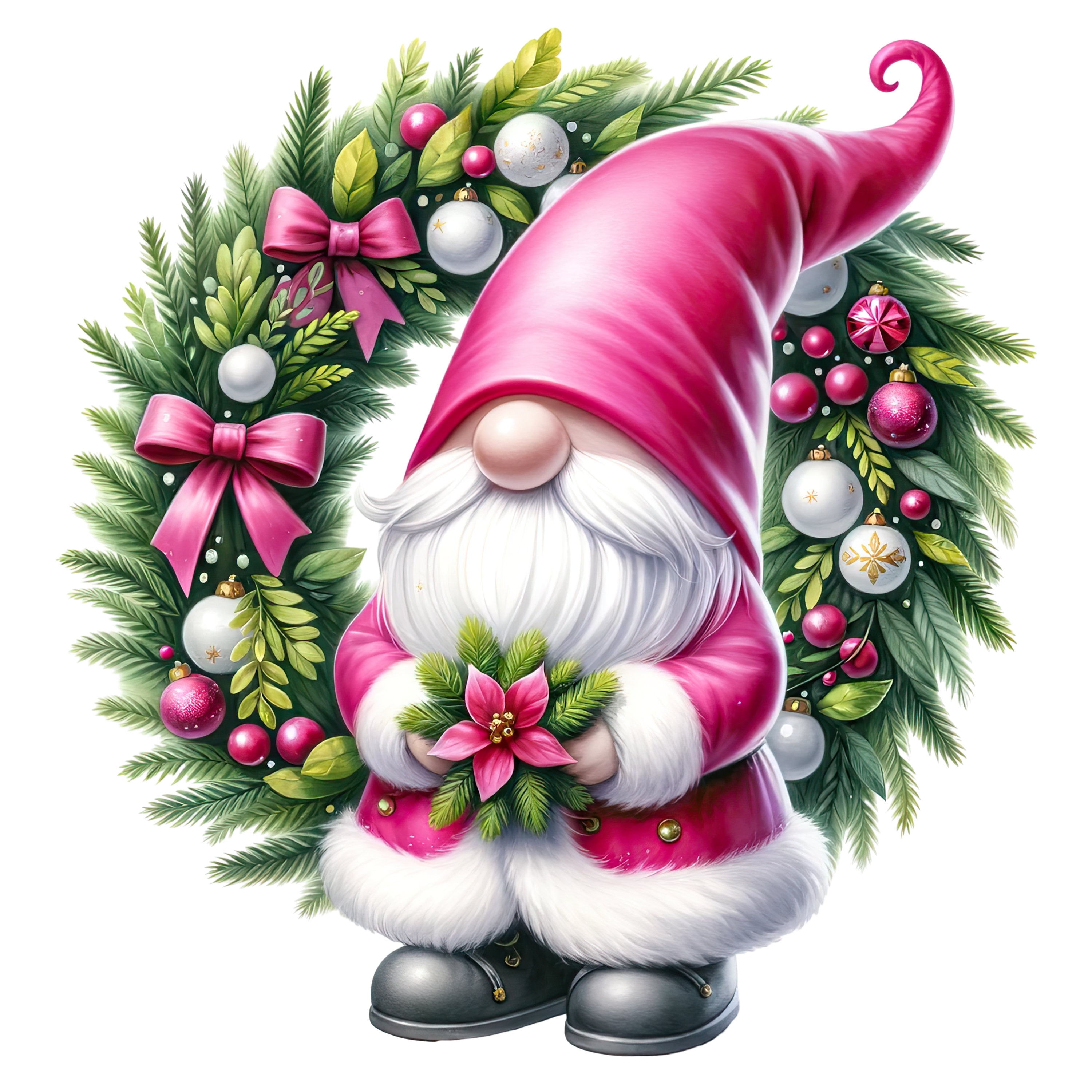Watercolor Pink Christmas Gnomes Clipart 17 High Quality PNG - Etsy