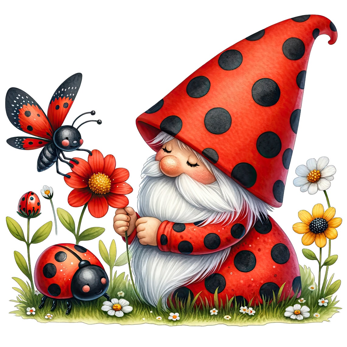Ladybug Gnome Clipart, Spring Gnome Png, Cute Ladybug PNG, Ladybug ...