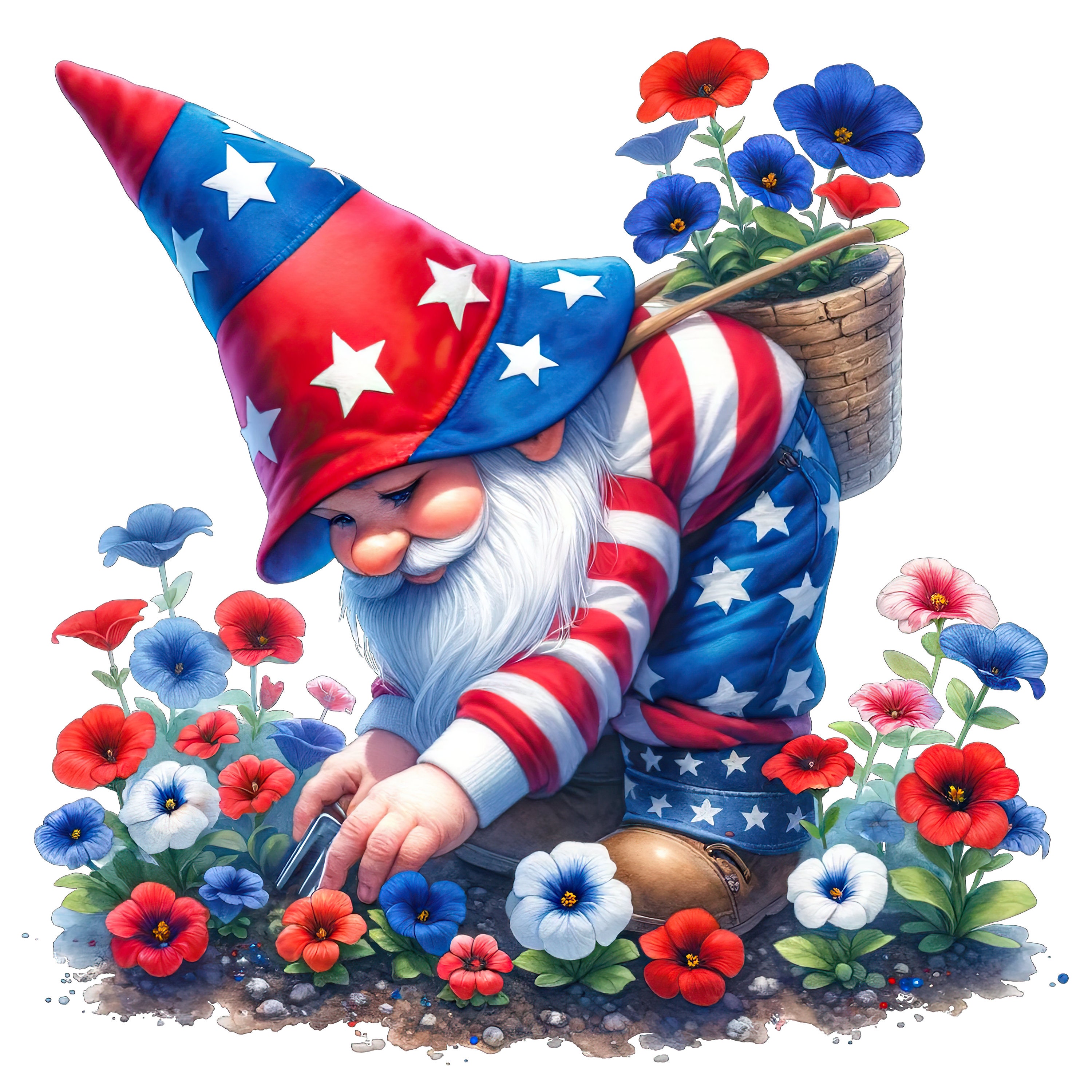 Patriotic Gnome Clipart: American Flag PNG (digital Download) - Etsy