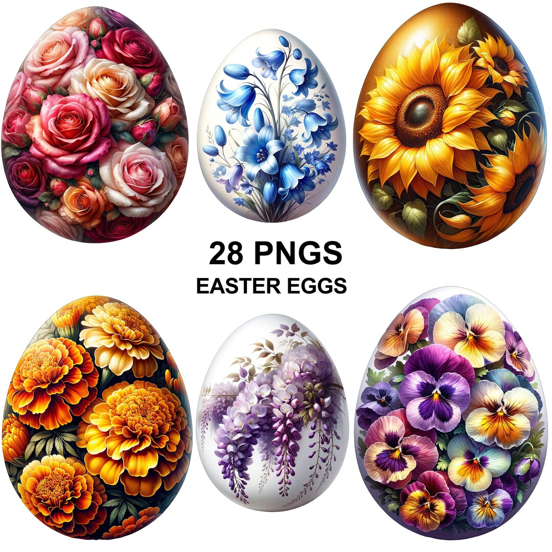 Watercolor Easter Eggs Clipart, Colorful Easter Eggs, Floral Eggs ...