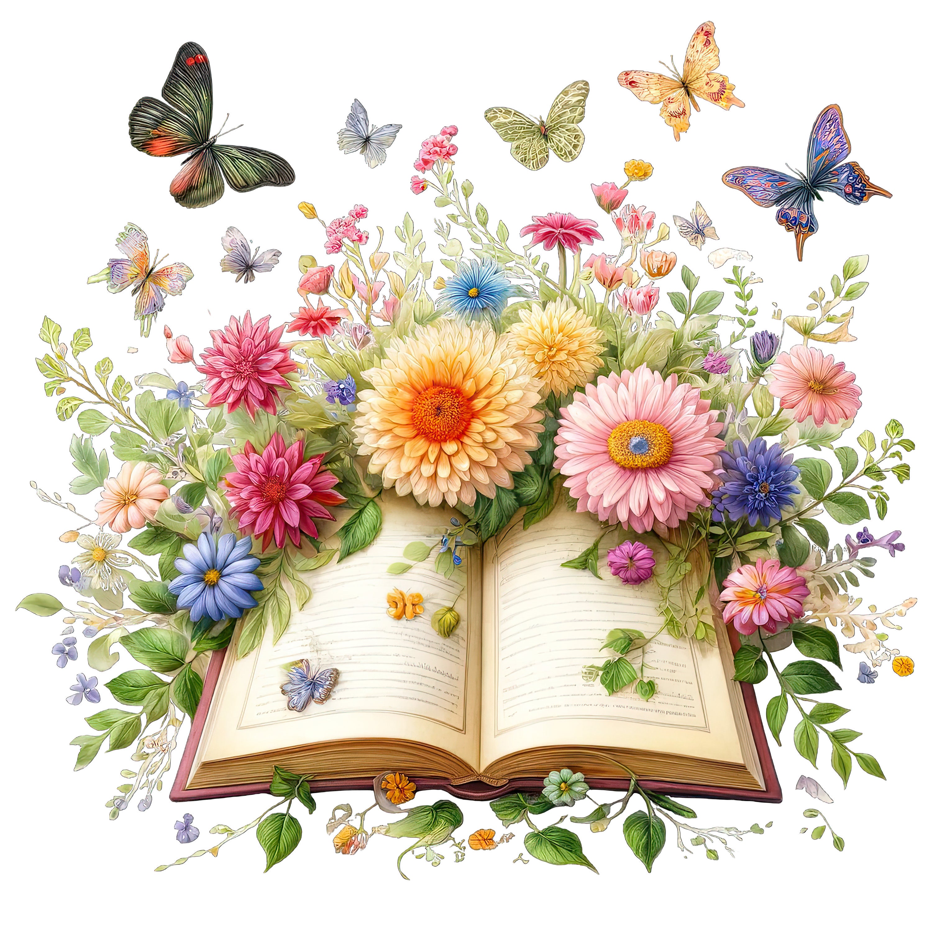 Floral Books Clipart, Book With Flowers Png, Book Png, Watercolor Book ...