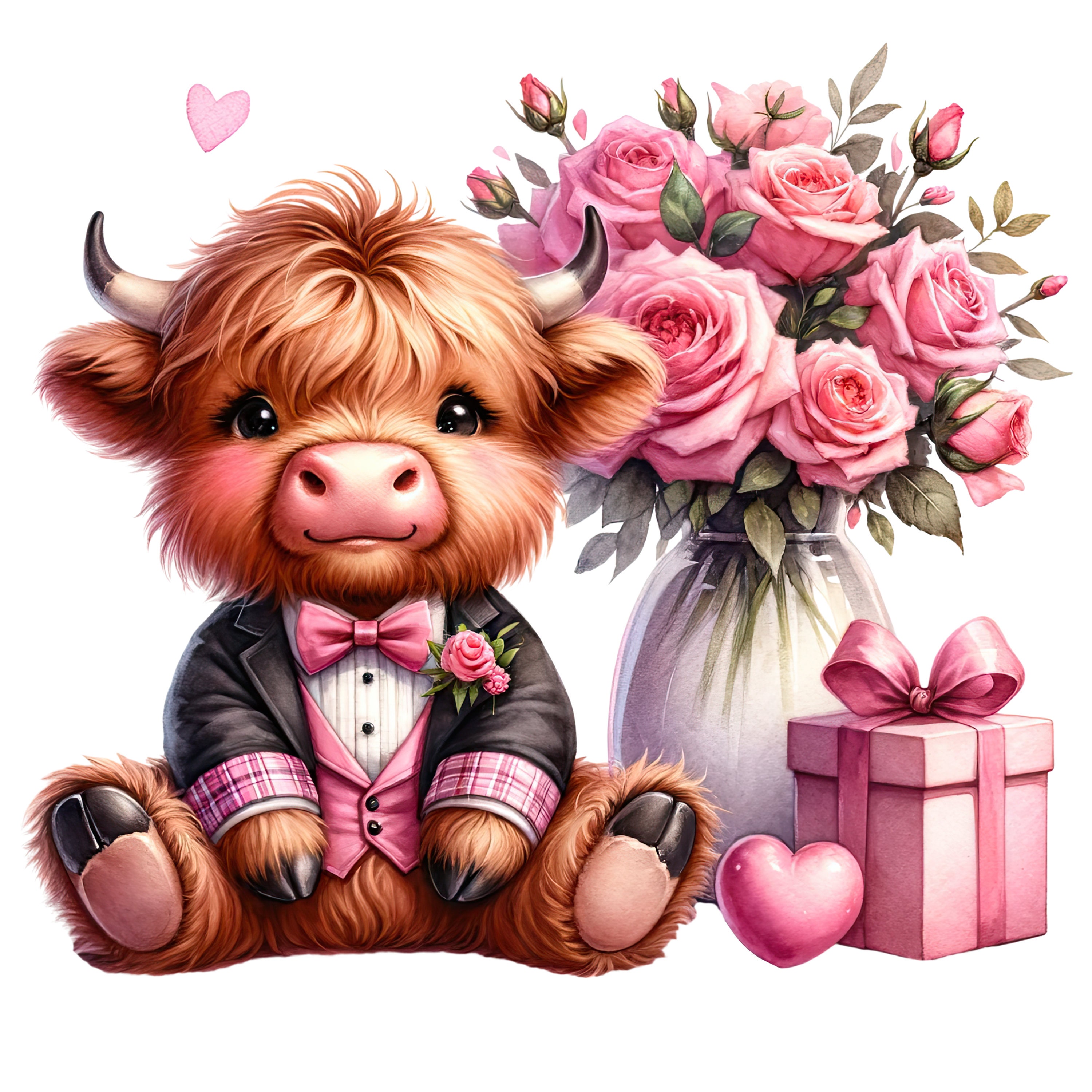 Valentines Highland Cow Clipart, Highland Cow Png,valentines Day ...