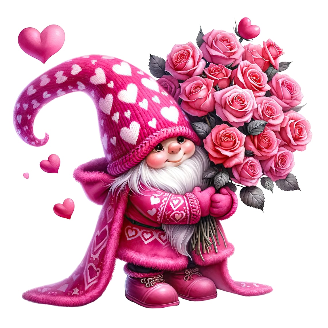 Watercolor Valentines Gnomes Clipart, Valentine Gnome Clipart, Gnome ...