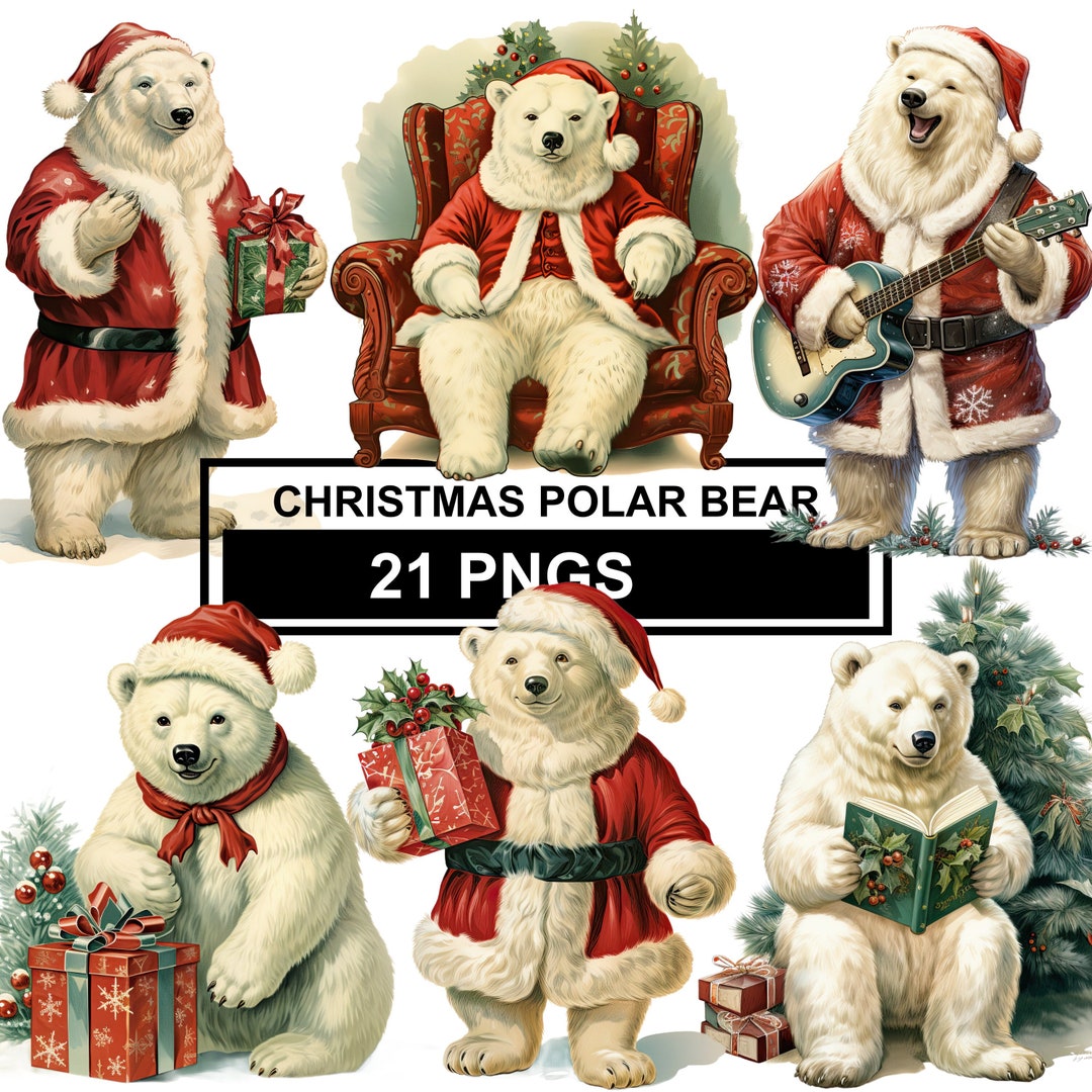 Christmas Polar Bear Clipart, Polar Bear Clipart, Polar Bear Png ...