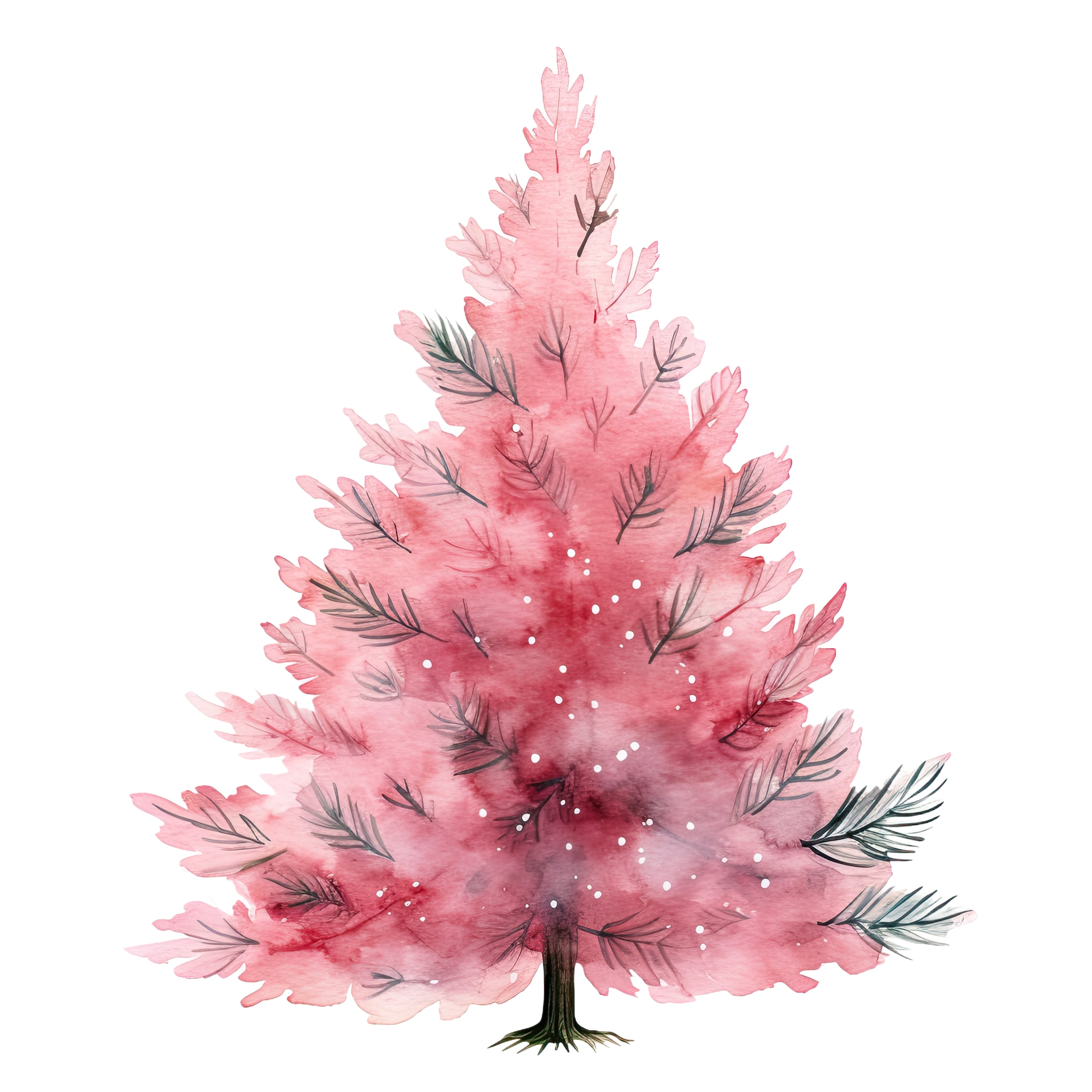 Watercolor Pink Christmas Tree Clipart, Christmas Tree Clipart, Pink ...