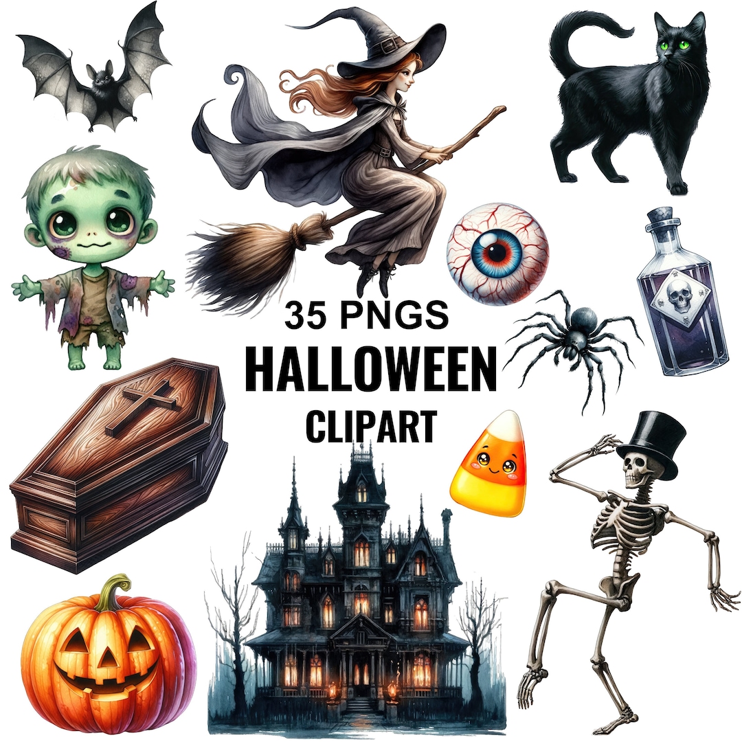 Watercolor Halloween Clipart, Halloween Pumpkin, Halloween Graphics ...