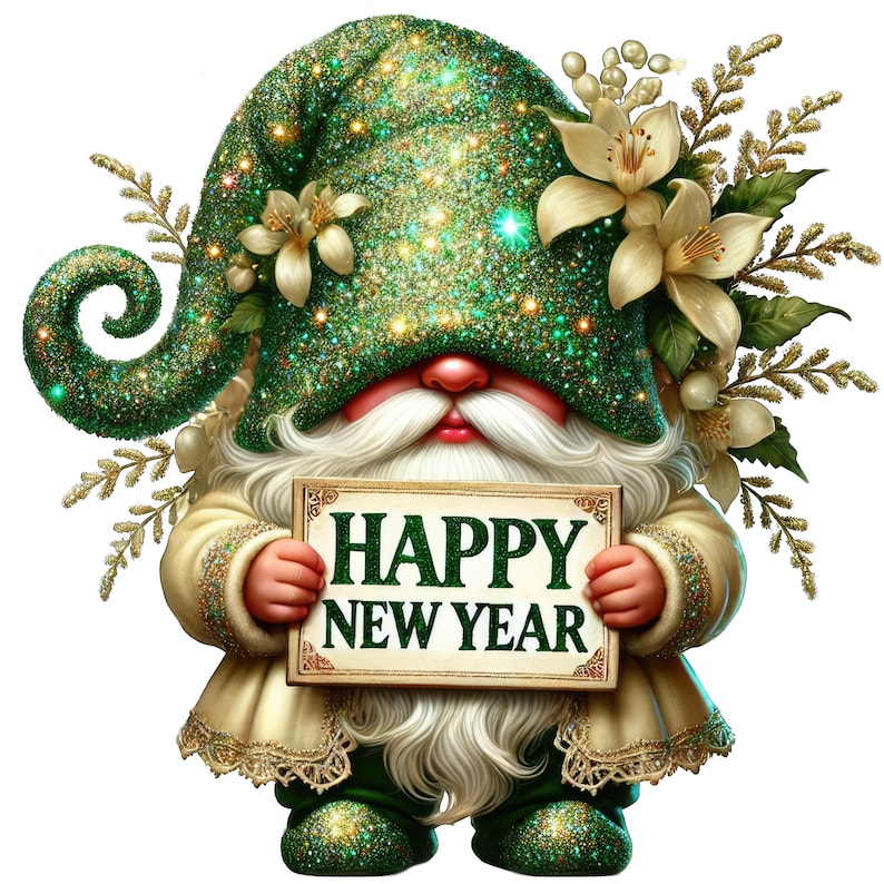 Happy New Year Gnome Clipart, Cute Gnome Png, New Year Clipart, New ...