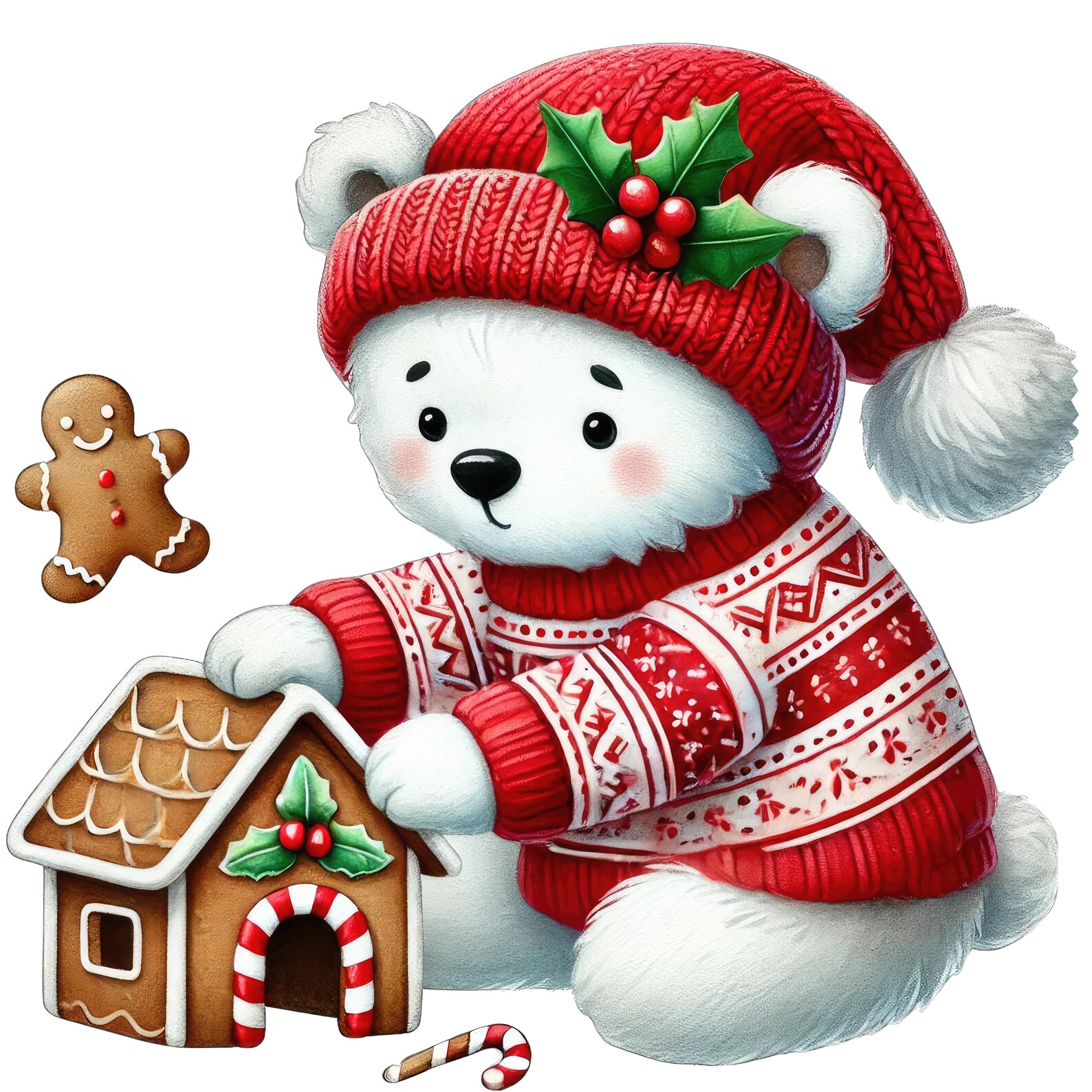Christmas Polar Bear Clipart Bundle, Christmas Bear Png, Cute Bear Png ...