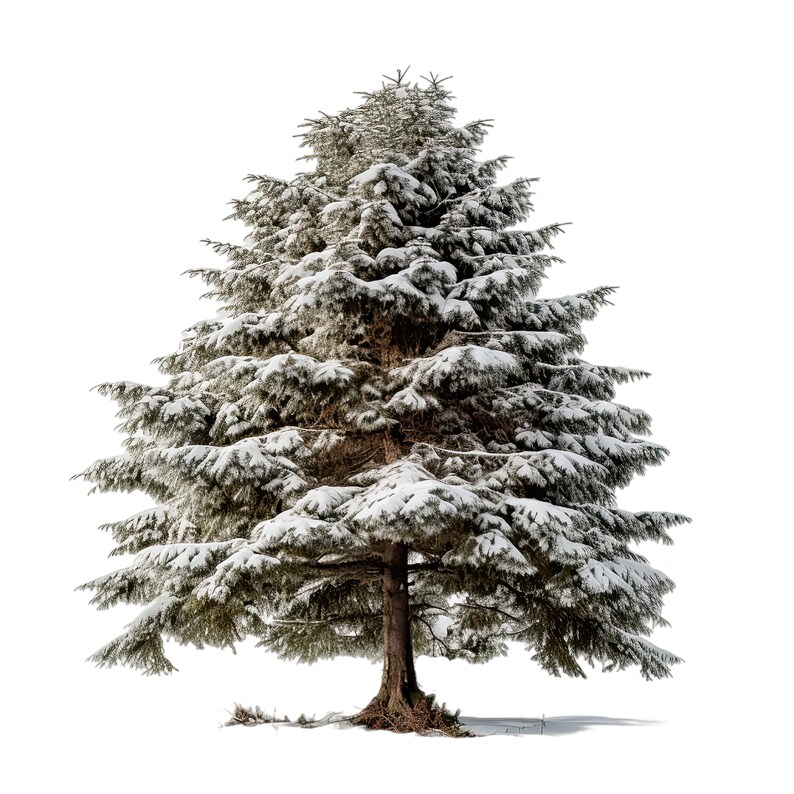 Snowy Christmas Tree Clipart: Watercolor Evergreen Pngs (digital ...