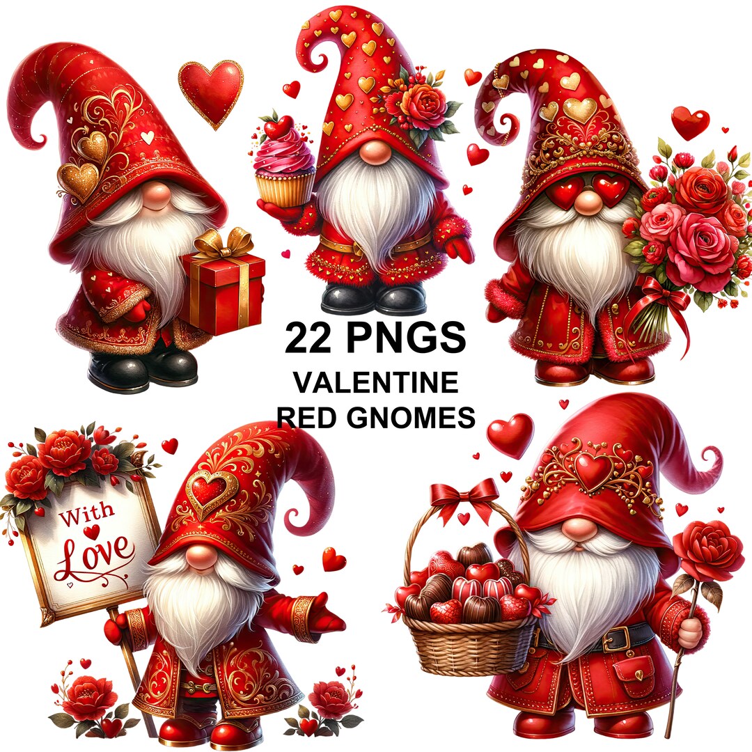 Red Valentines Gnome Clipart, Valentines Clipart, Valentines Png ...