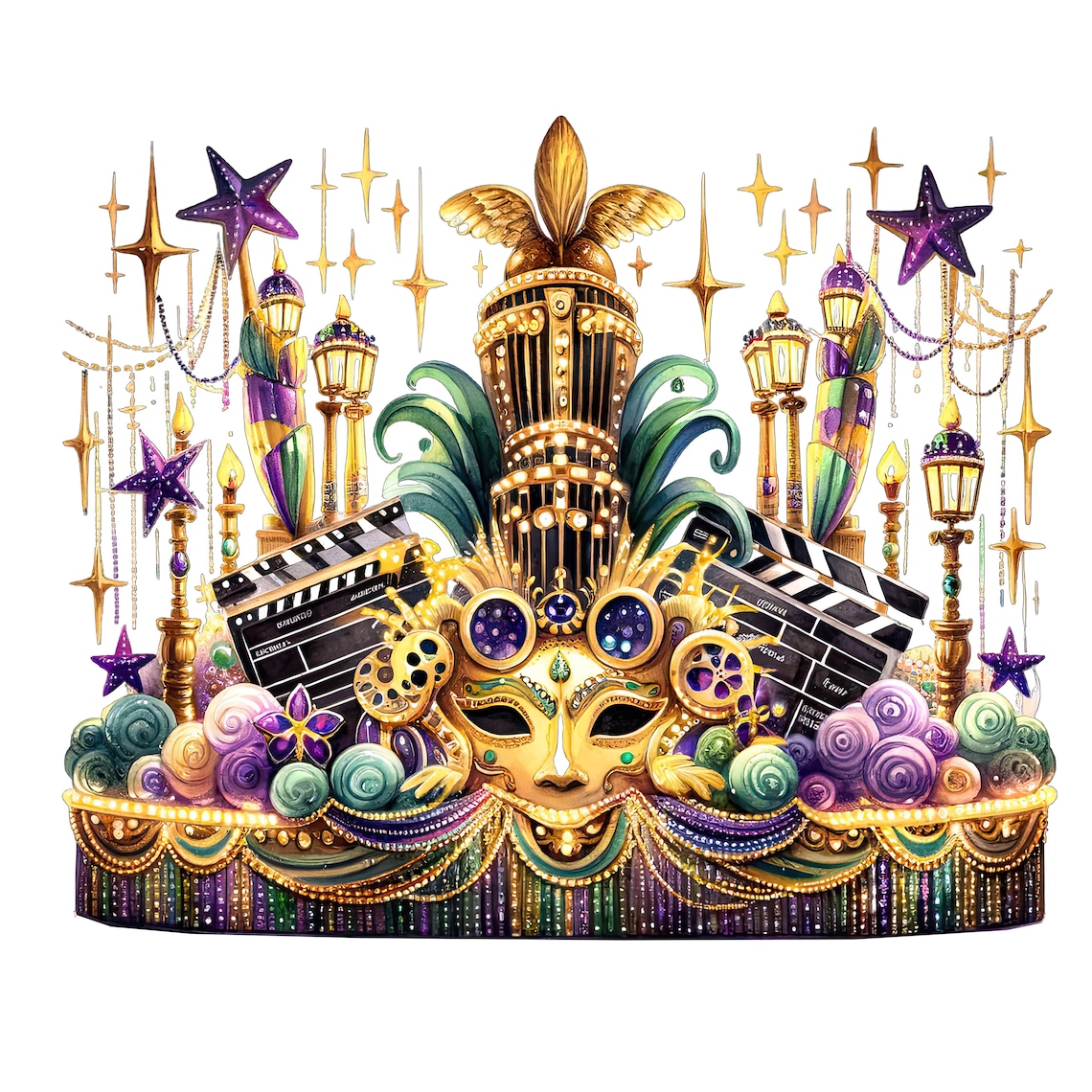 Mardi Gras Float Clipart, Fat Tuesday, Mardi Gras Sublimation, Mardi ...