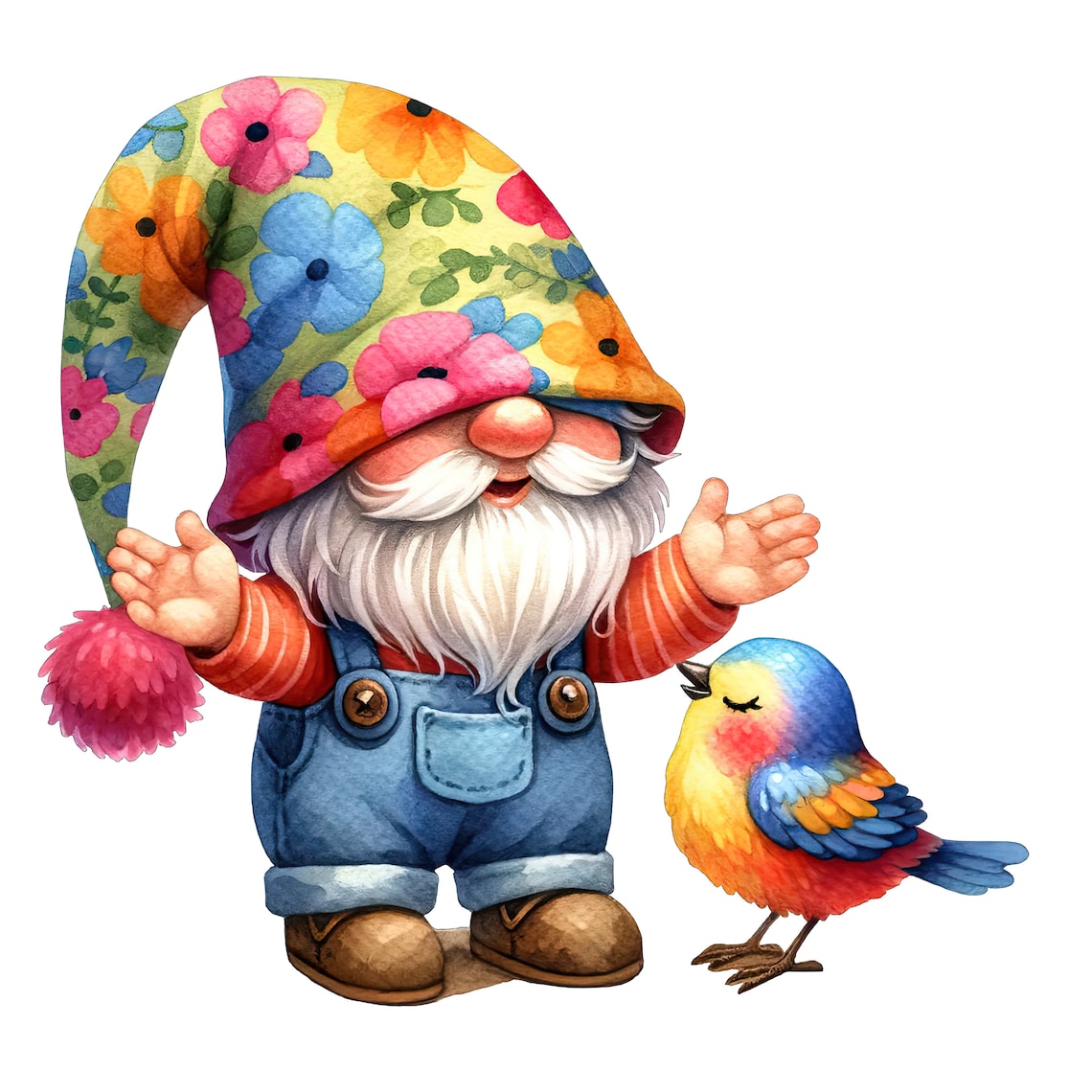Bird Gnome Clipart, Gnomes With Bird, Garden Gnome, Gnomes and Bird ...